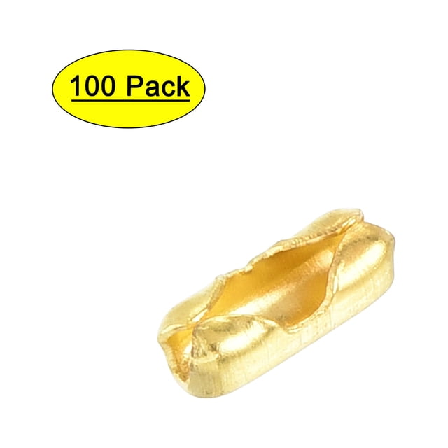 Uxcell 0.06" Crimp Link Ball Chain Connector Iron Gold Tone 100pcs ...