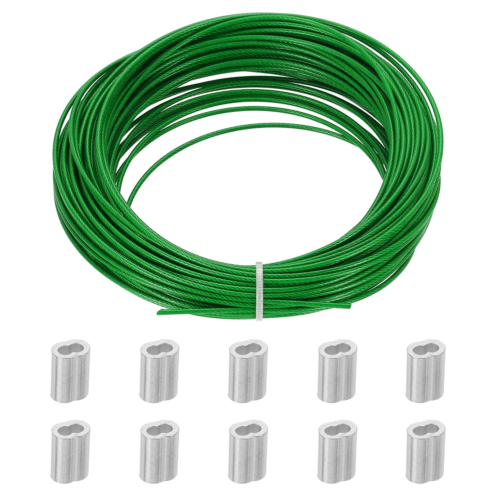 Uxcell 0.06" x 65.6ft Wire Rope, 1SET Stainless Steel Cable with 10 ...