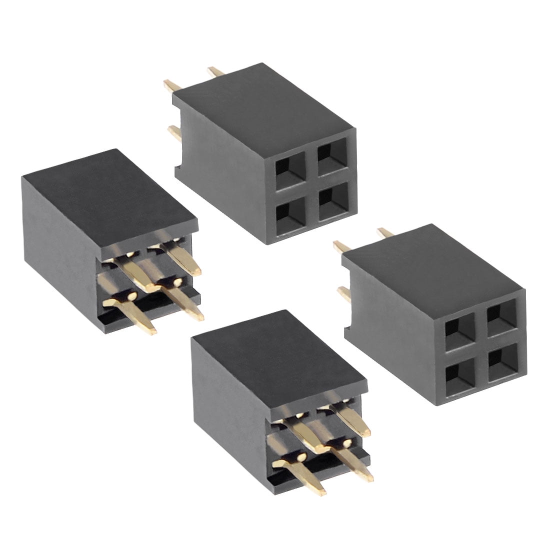 Uxcell 0.1" Pitch 4P Double Row Straight Connector Pin Header Strip for ...