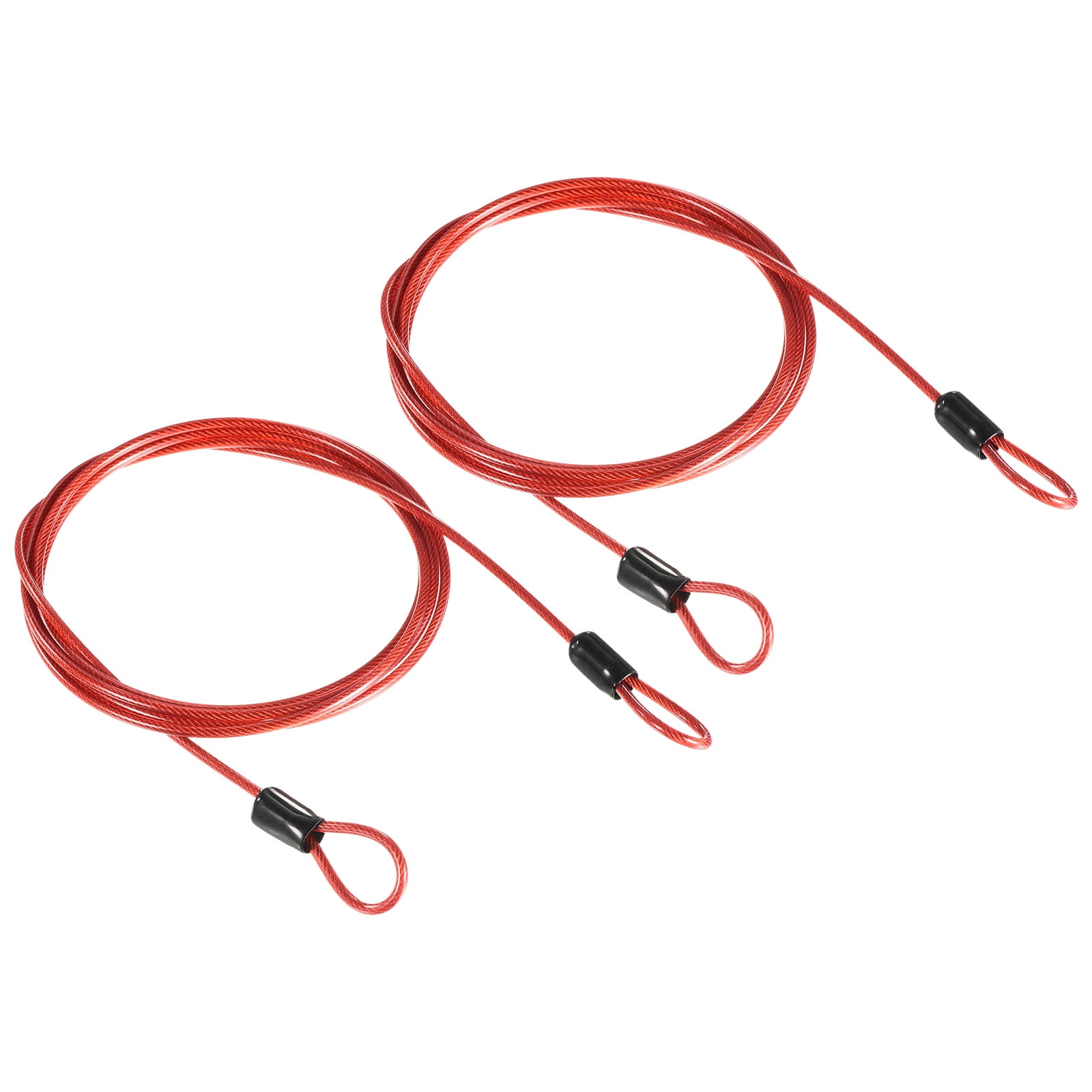 Uxcell 0.1'' x 4.92ft Security Steel Cable Lock Wire Rope Steel Red ...