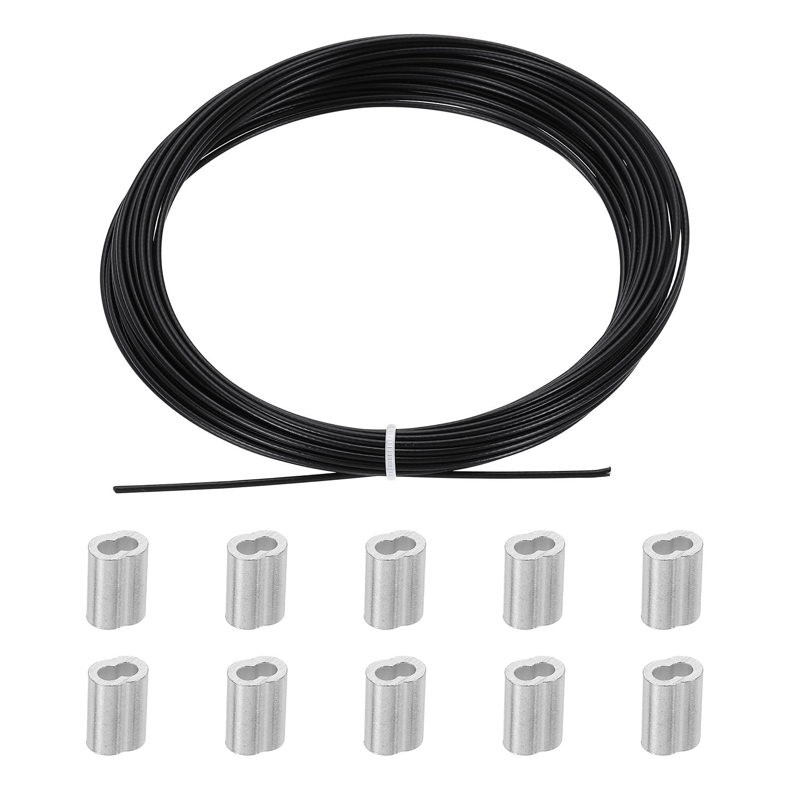 Uxcell 0.12" x 32.8ft Wire Rope, 1SET Stainless Steel Cable with 10 ...