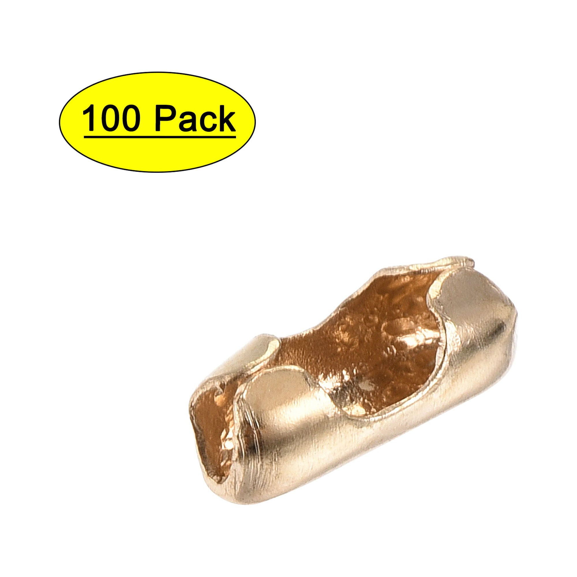 Uxcell 0.13" Crimp Link Ball Chain Connector Champagne Iron Gold 100pcs ...