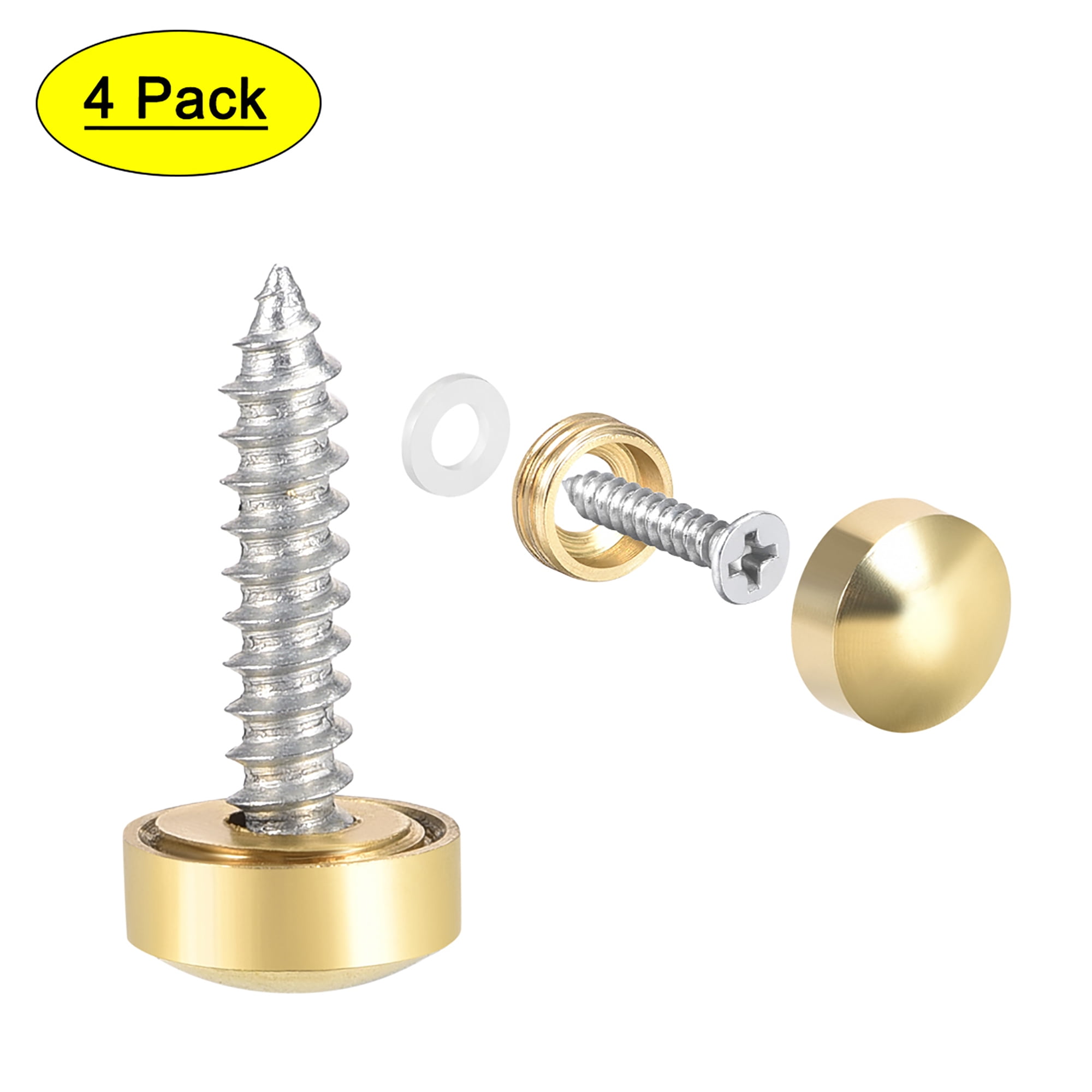 Uxcell 0.39'' Mirror Screw Decorative Cap Cover Nail Stainless Steel ...