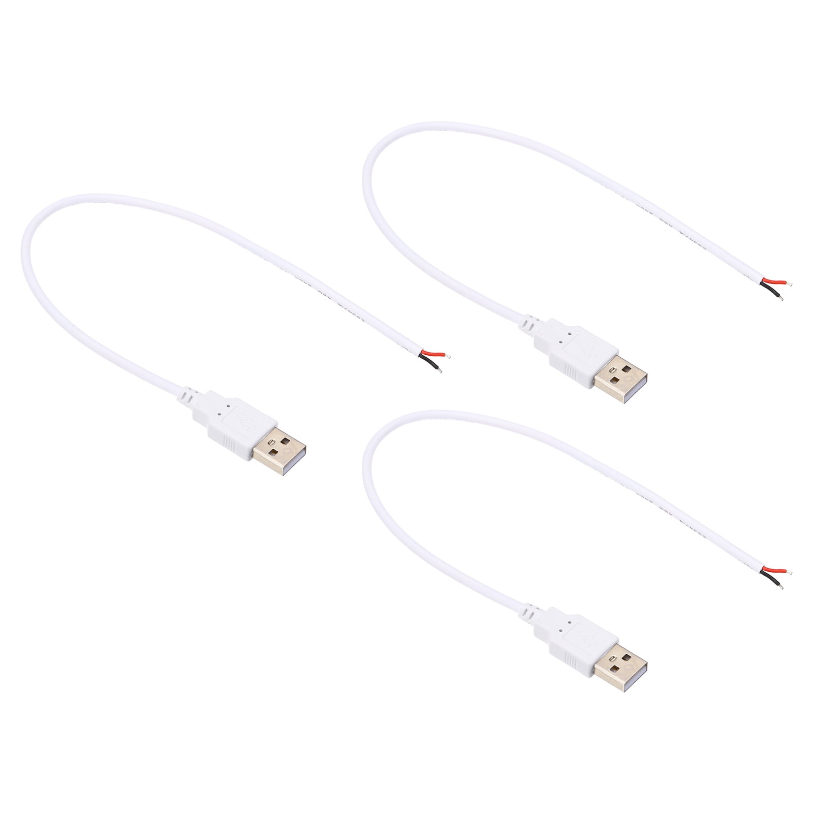 Uxcell 0.3M/1Ft USB 5V 3A Type-C Pigtail Power Cable, 3Pcs 22AWG USB Plug to 2 Pin Wire Open End ...