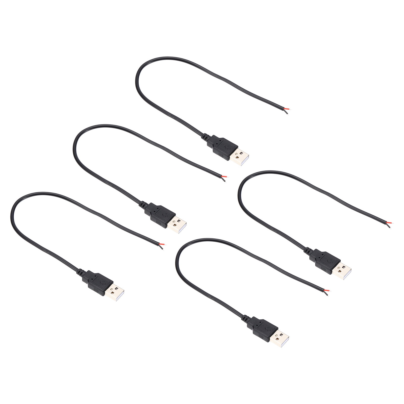 Uxcell 0.3M/1Ft USB 5V 3A Type-C Pigtail Power Cable, 5Pcs 22AWG USB Plug to 2 Pin Wire Open End ...