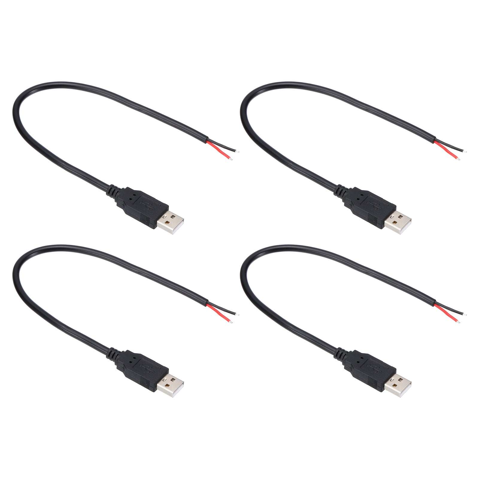 Uxcell 0.3M/1Ft USB 5V 5A Type-A Pigtail Power Cable, 4Pcs 18AWG USB-A ...