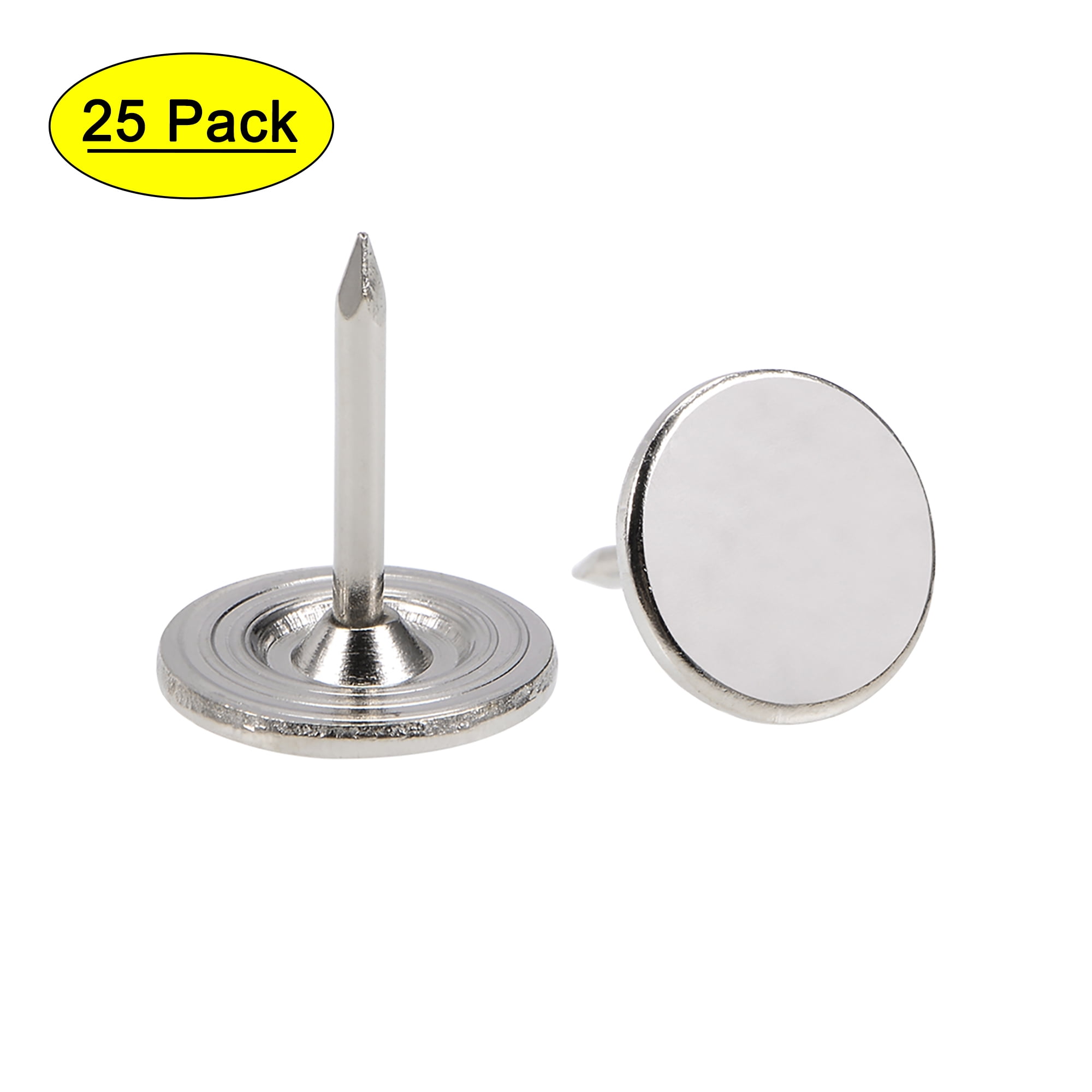 Uxcell 25 Pcs Upholstery Nails Tacks Flat Head Furniture Nails Silver ...