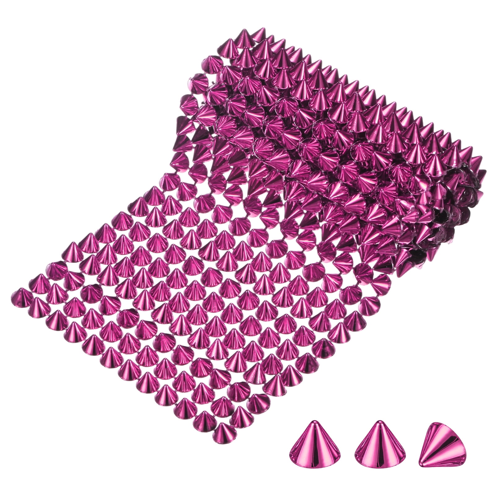 Uxcell 0.5 Yard Sew Stitch on Spikes Stud Cone 12Rows Plastic Rose Red ...