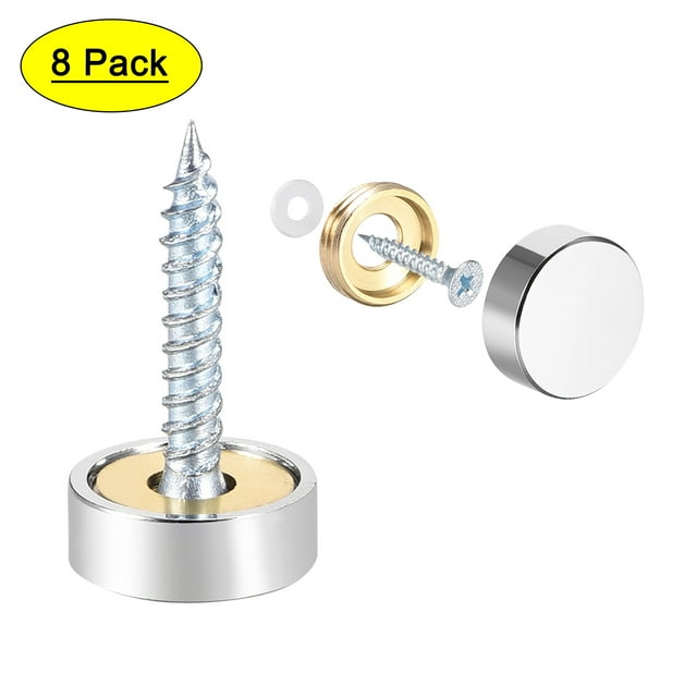 Uxcell 0.55'' Mirror Screw Decorative Cap Cover Nail Stainless Steel ...
