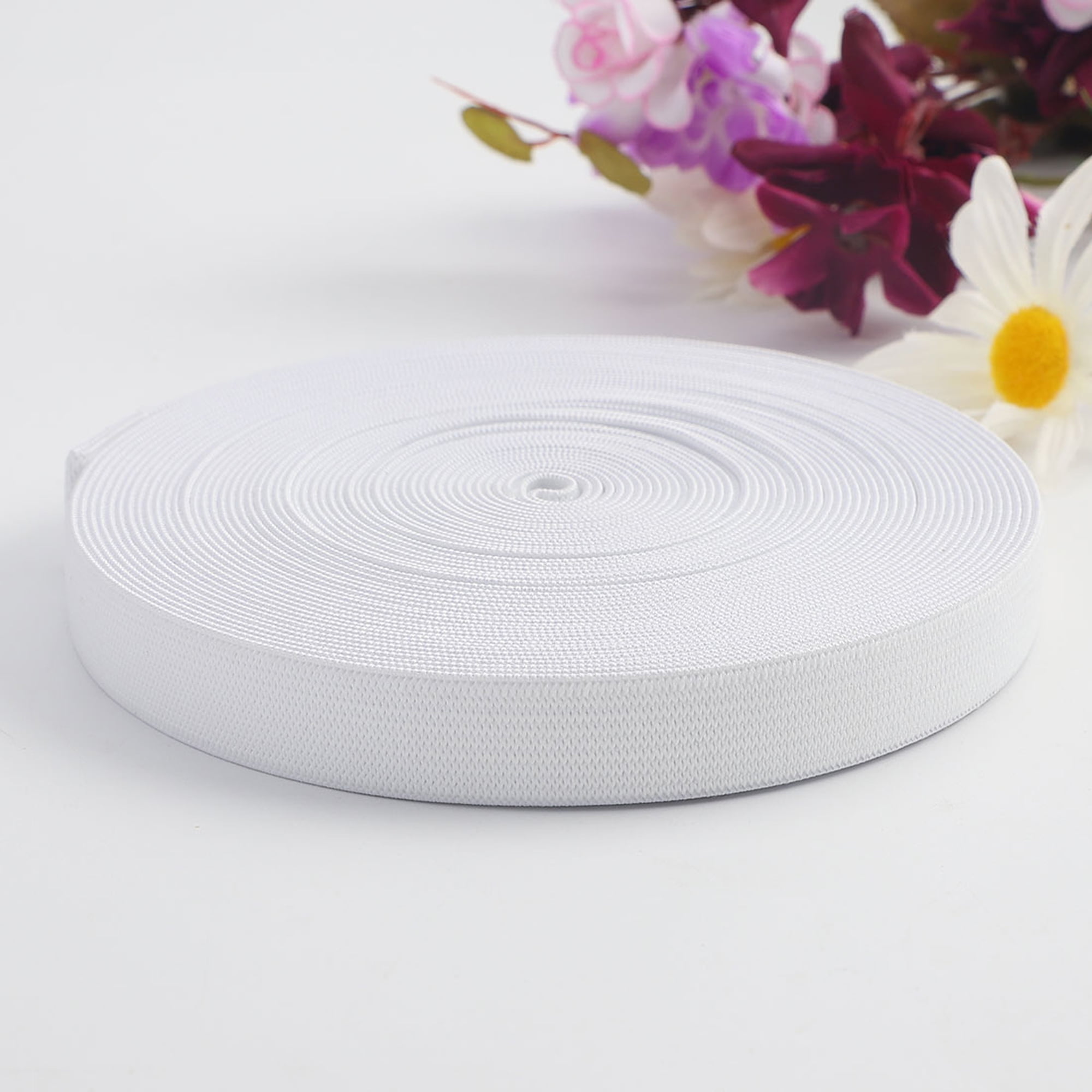 Uxcell 0.59" x 32.8ft Home White Elastic Band High Elasticity Knit for ...