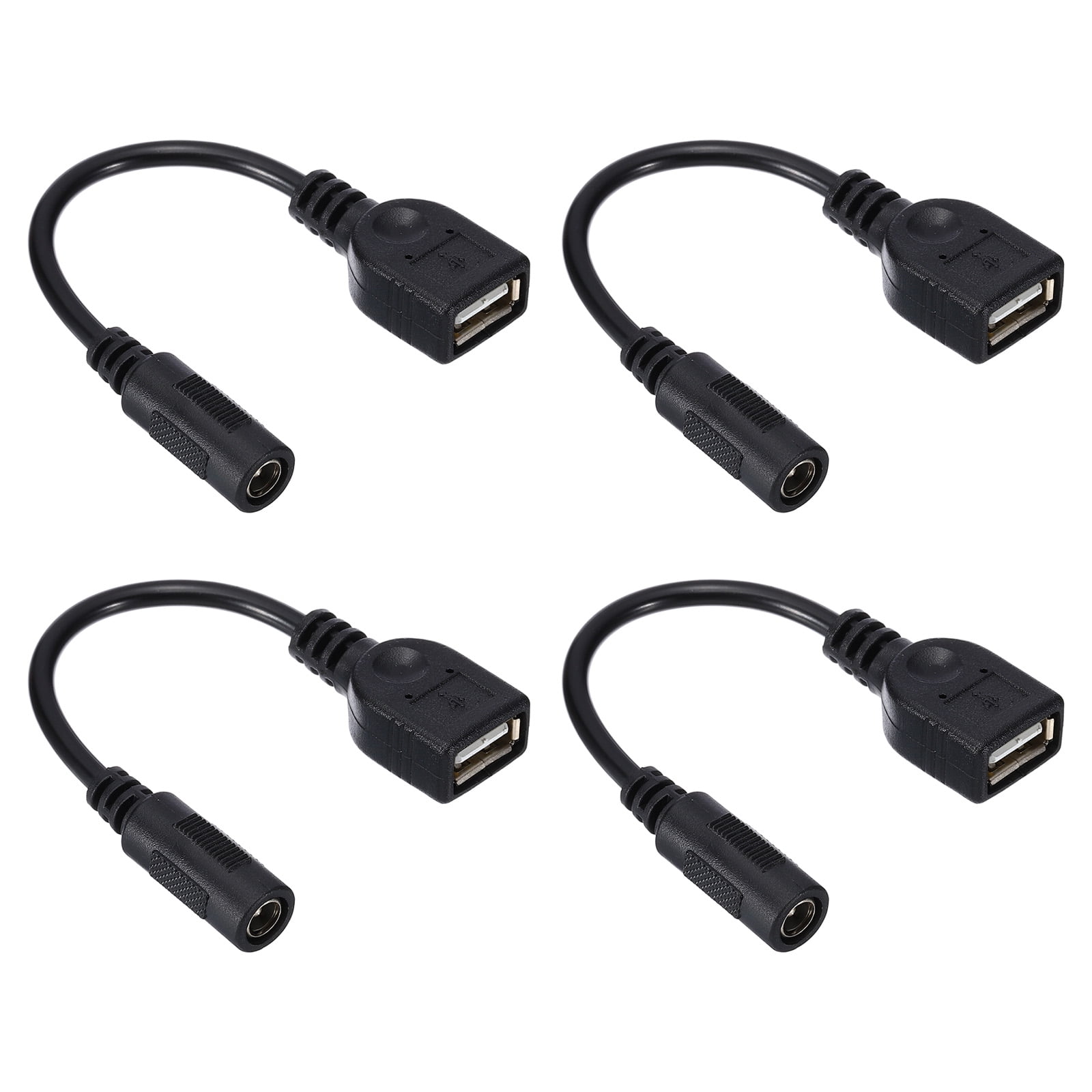 Uxcell 0.5Ft DC 5.5x2.1mm Female to USB Female Power Cable, 4 Pcs Wire ...