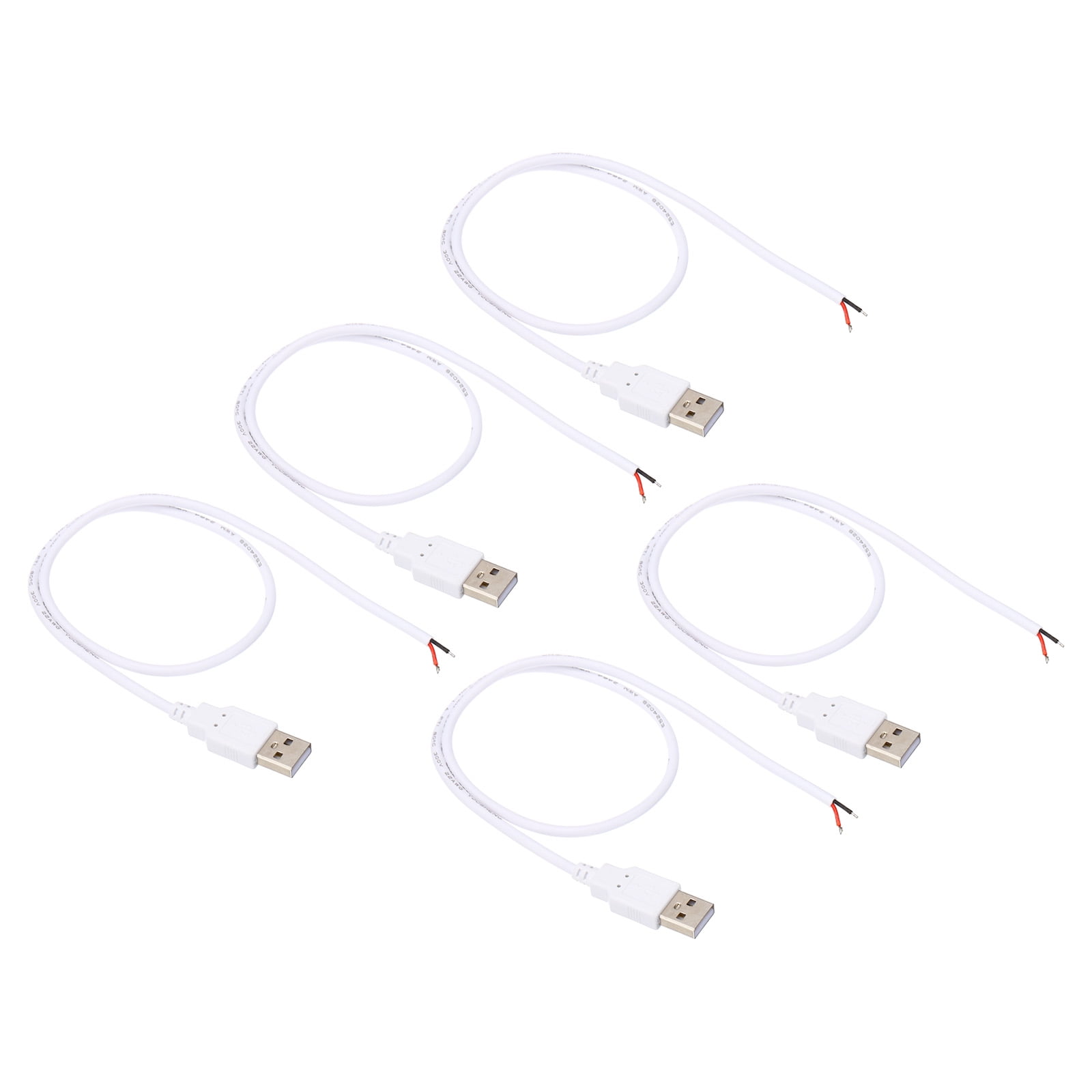 Uxcell 0.5M/2Ft USB 5V 3A Type-C Pigtail Power Cable, 5Pcs 22AWG USB ...