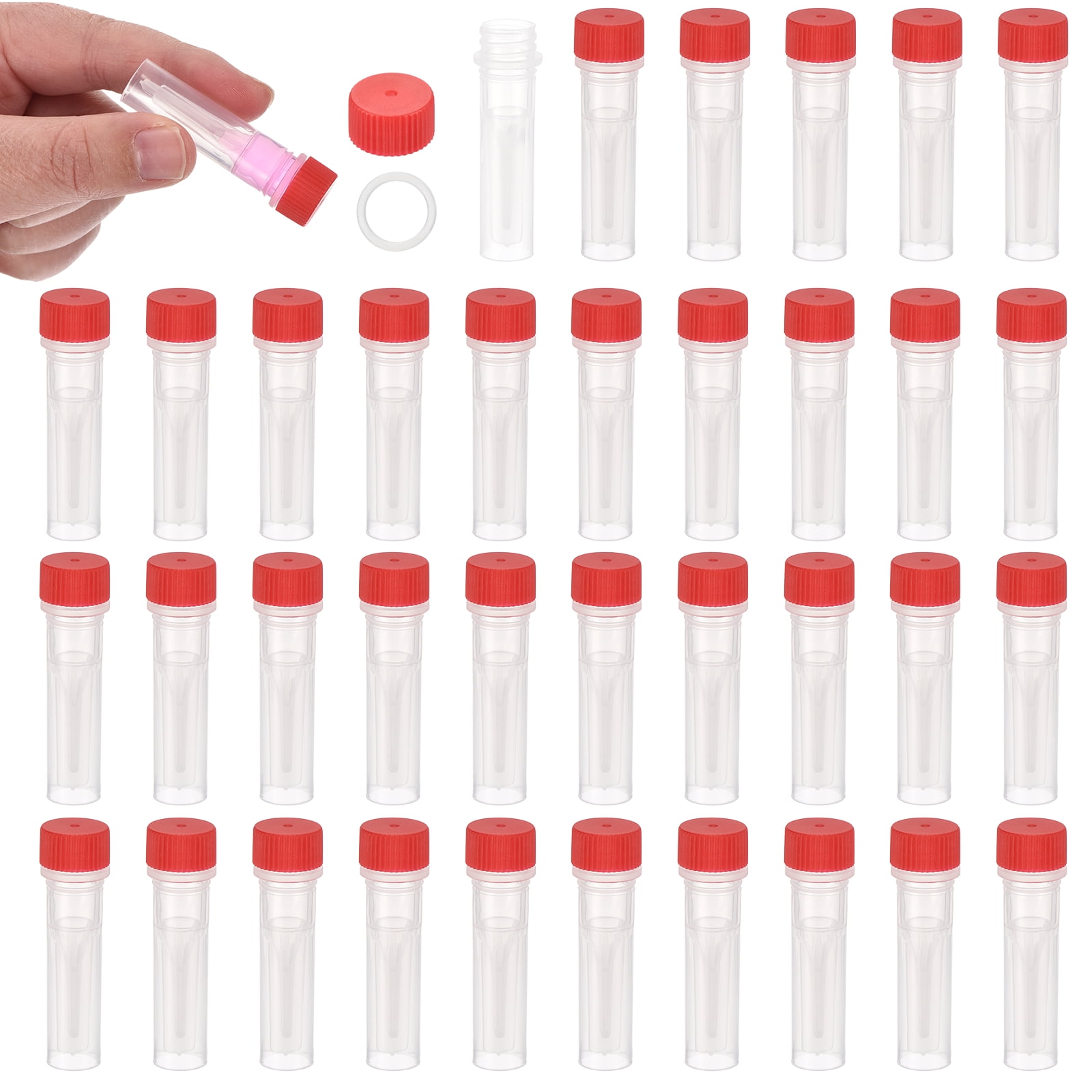 Uxcell 0.5mL Plastic Cryogenic Vial, 64Pcs Cryogenic Storage Tube Lab ...
