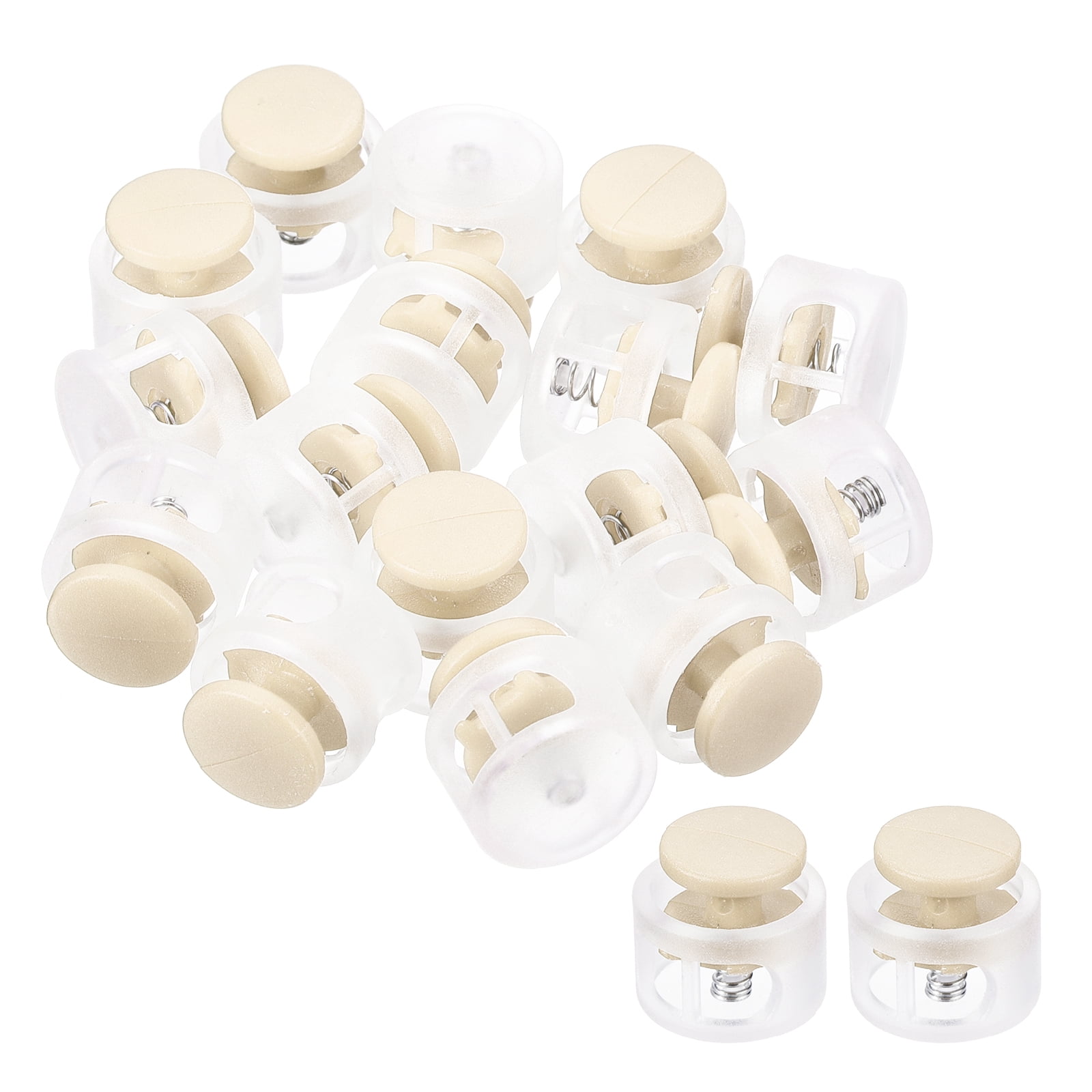 Uxcell 0.6" Dia Cord Locks Round Double Hole Stopper Cord Fastener ...