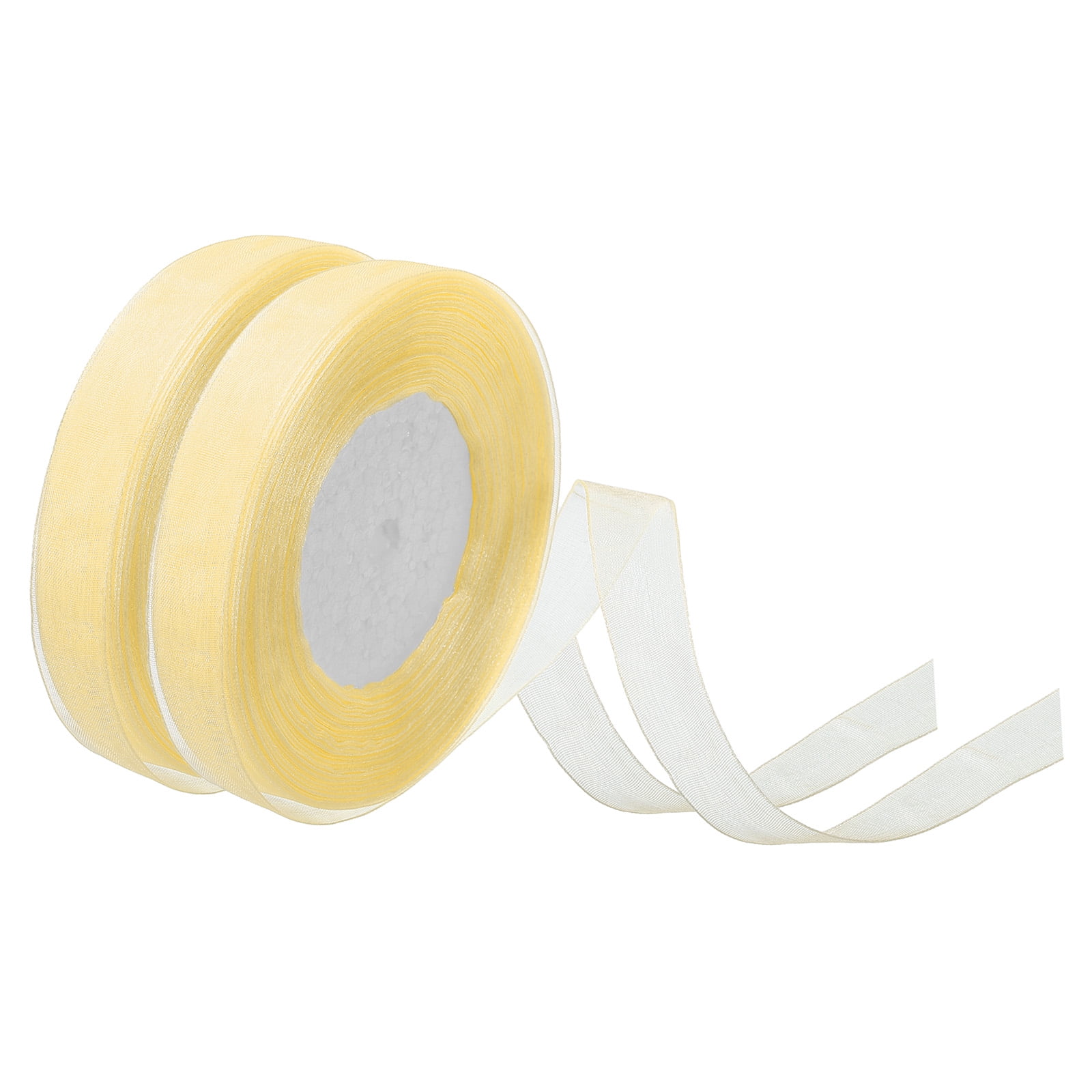 Uxcell 0.6 Inch Organza Ribbon 100 Yard Gift Wrapping Ribbon Beige, 2 ...