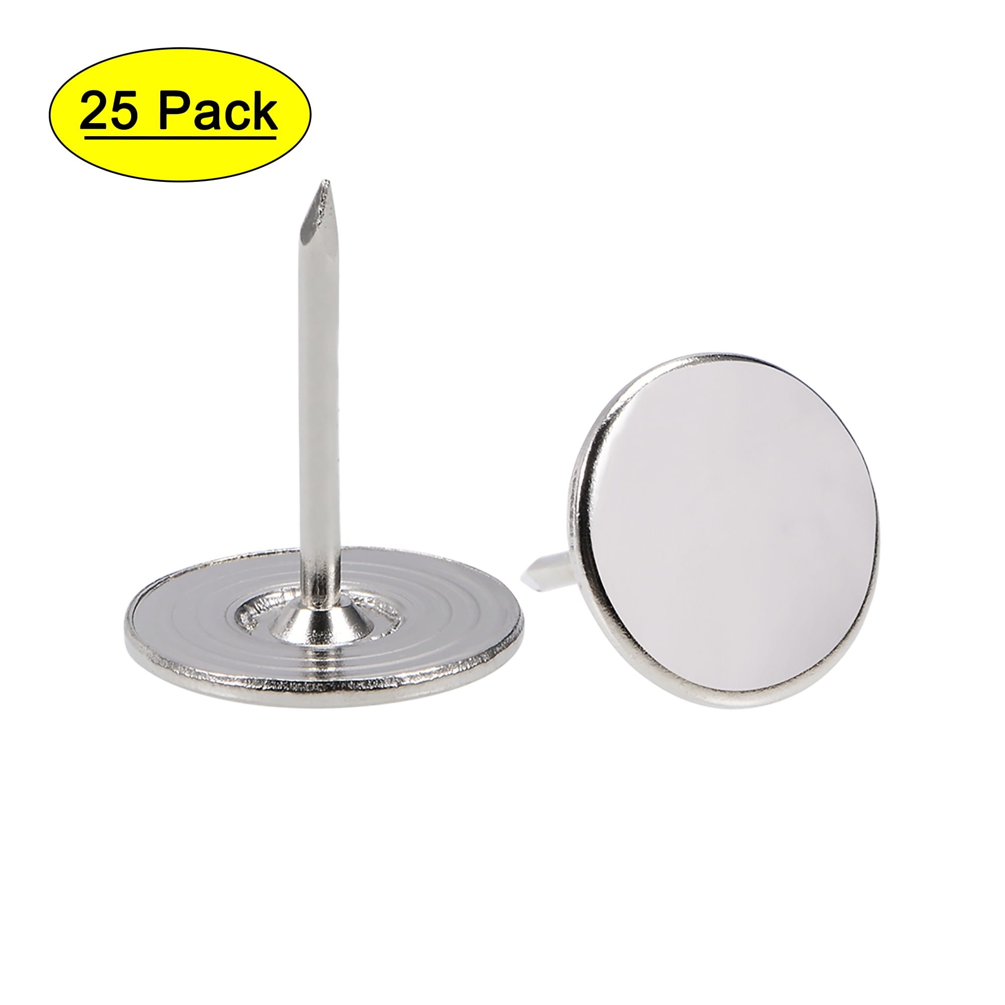 Uxcell 25 Pcs Upholstery Nails Tacks Flat Head Furniture Nails Silver ...