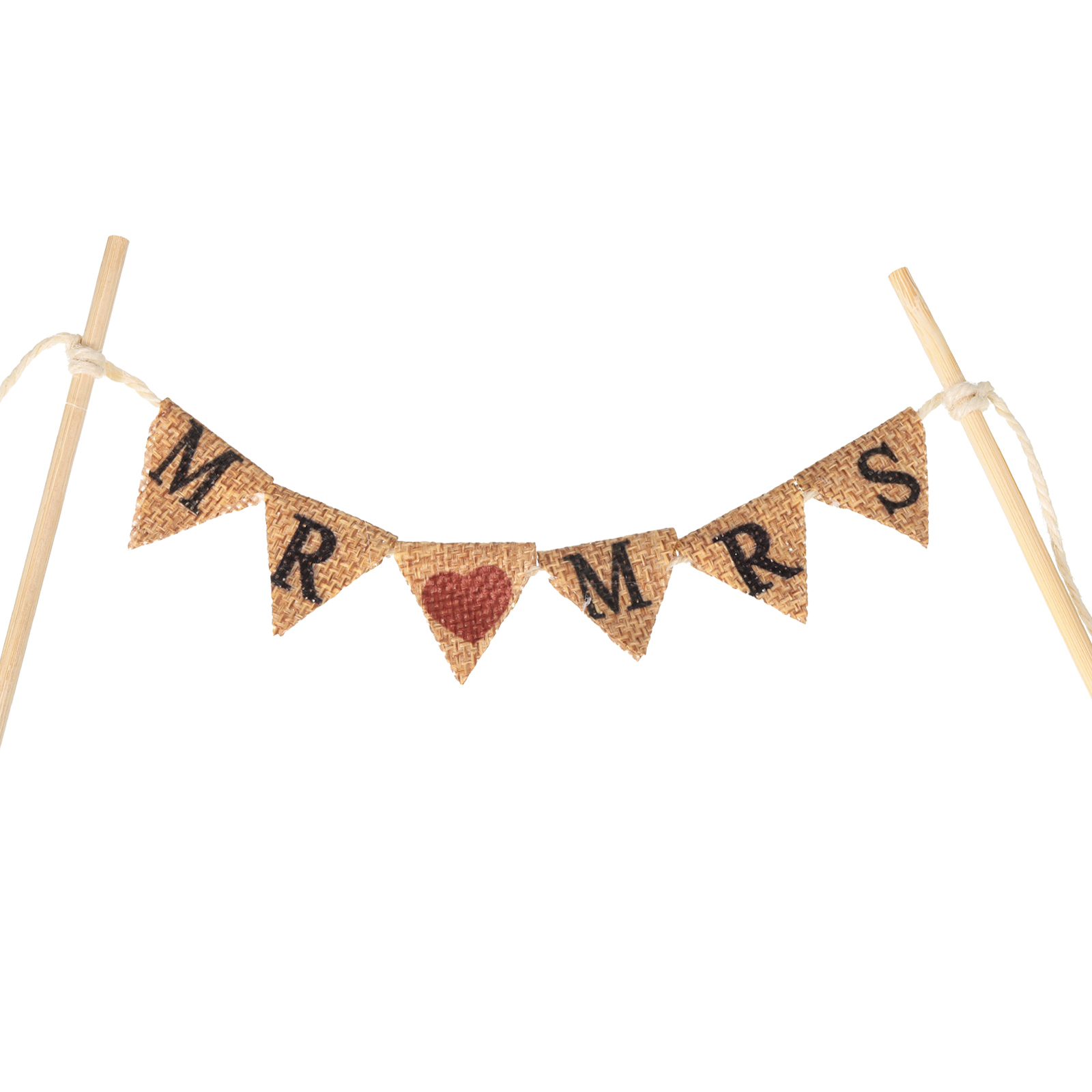 Uxcell 0.6Ft Cotton and Linen Mr and Mrs Banner Triangle Flag , Cream ...