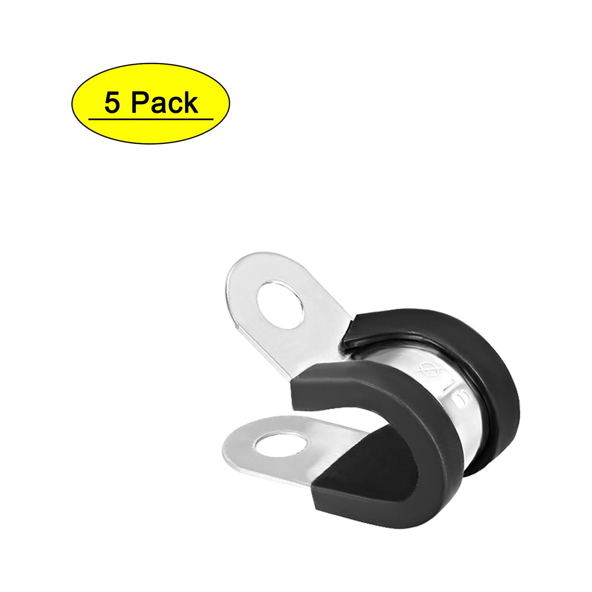 Uxcell 0.71'' R Shape Rubber Cushioned Insulated Clamps 304 Stainless ...