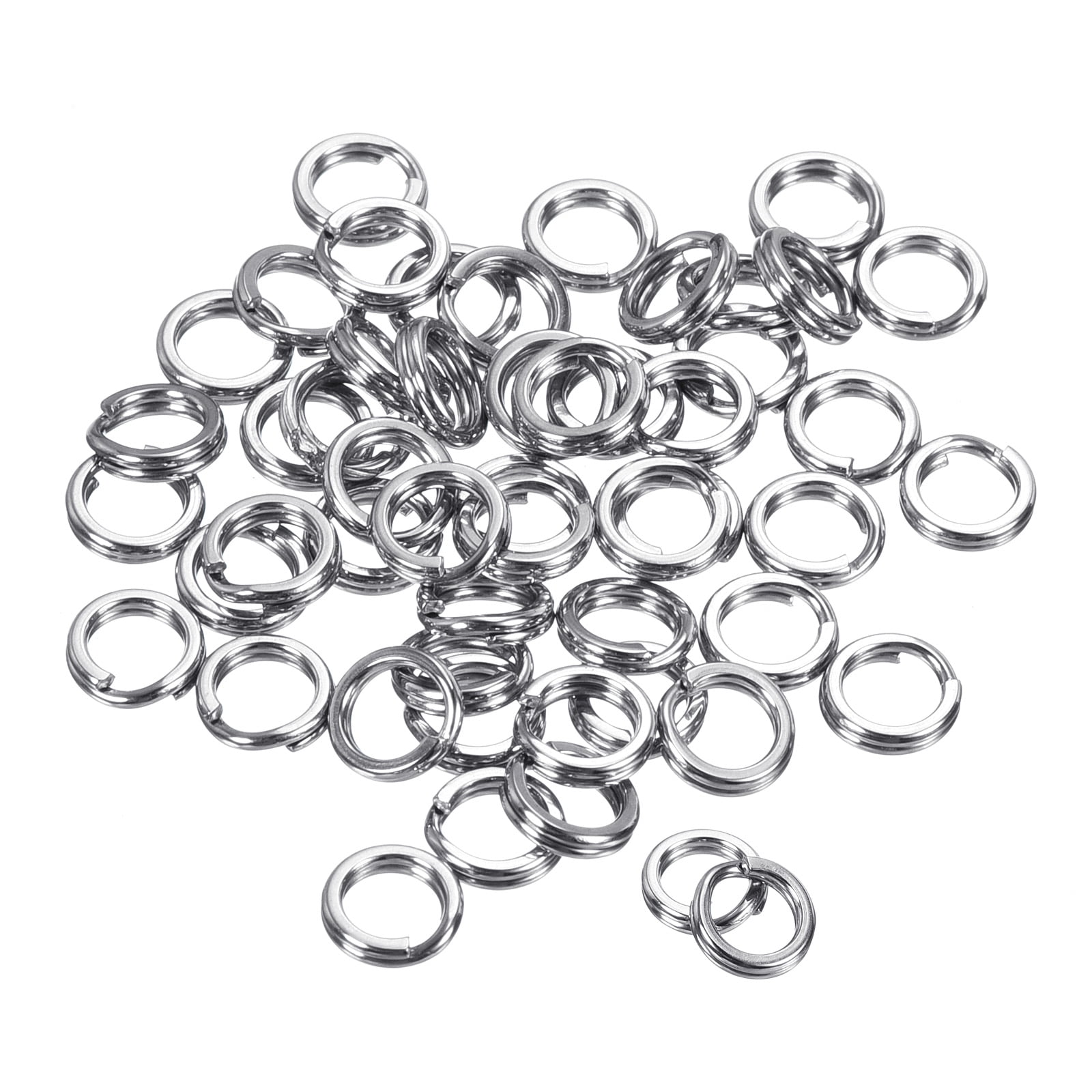 Uxcell 0.7mm x 5mm Fishing Split Rings, 50 Pack 304 Stainless Steel Double Flat Ring for ...