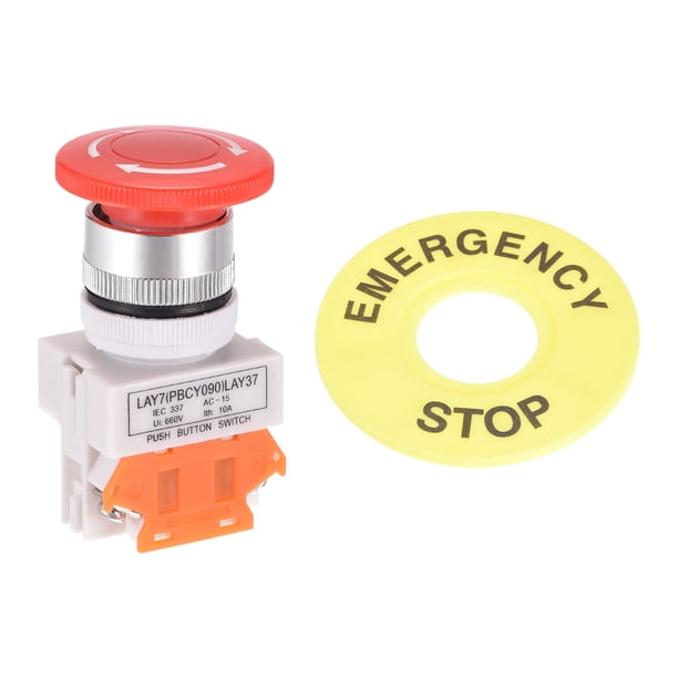 Uxcell 0.87" Mounting Latching Stop Push Button Switch with 2.36" Stop ...