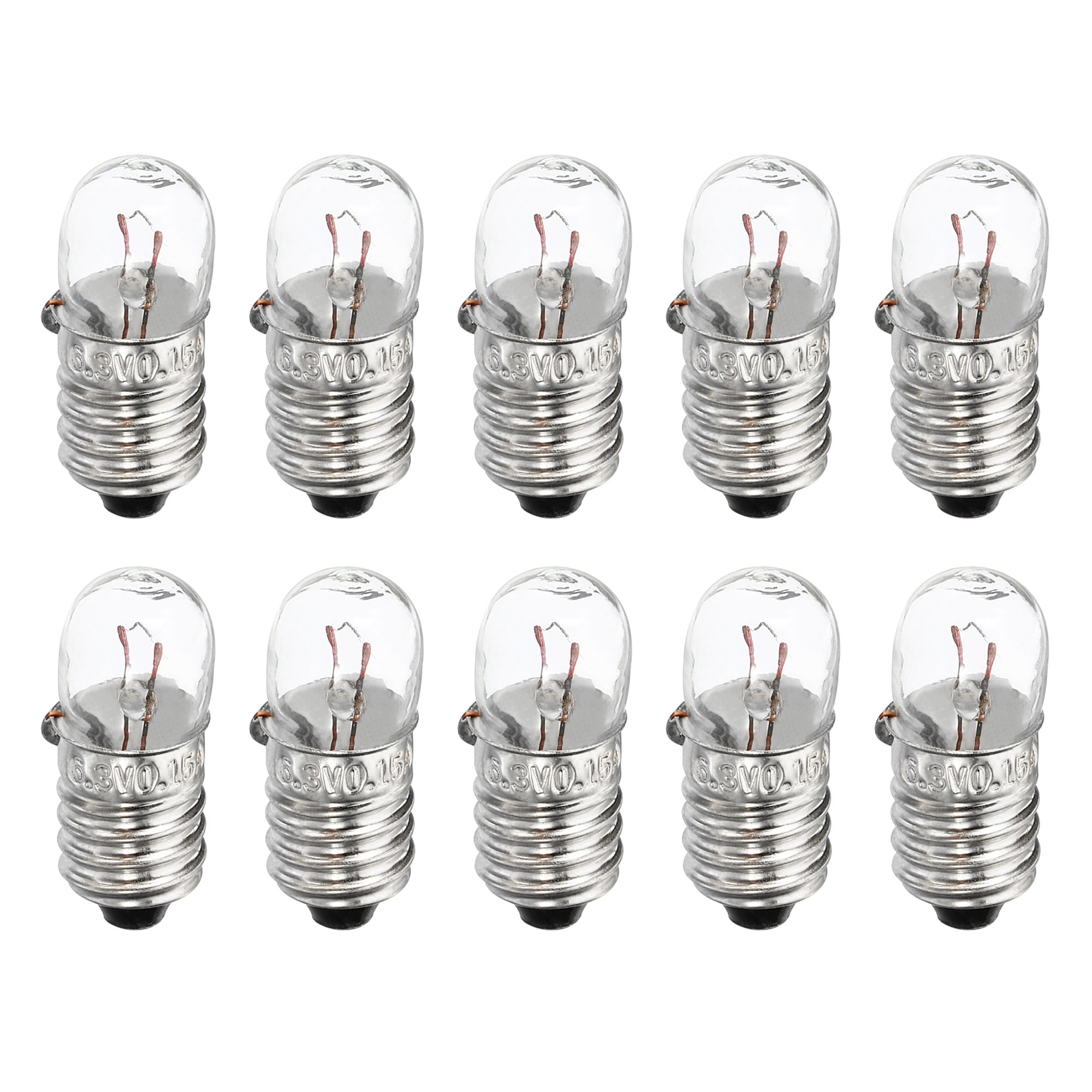 Uxcell 0.9" 6.3V E10 Mini Incandescent Bulbs with Box Metal Warm Yellow ...