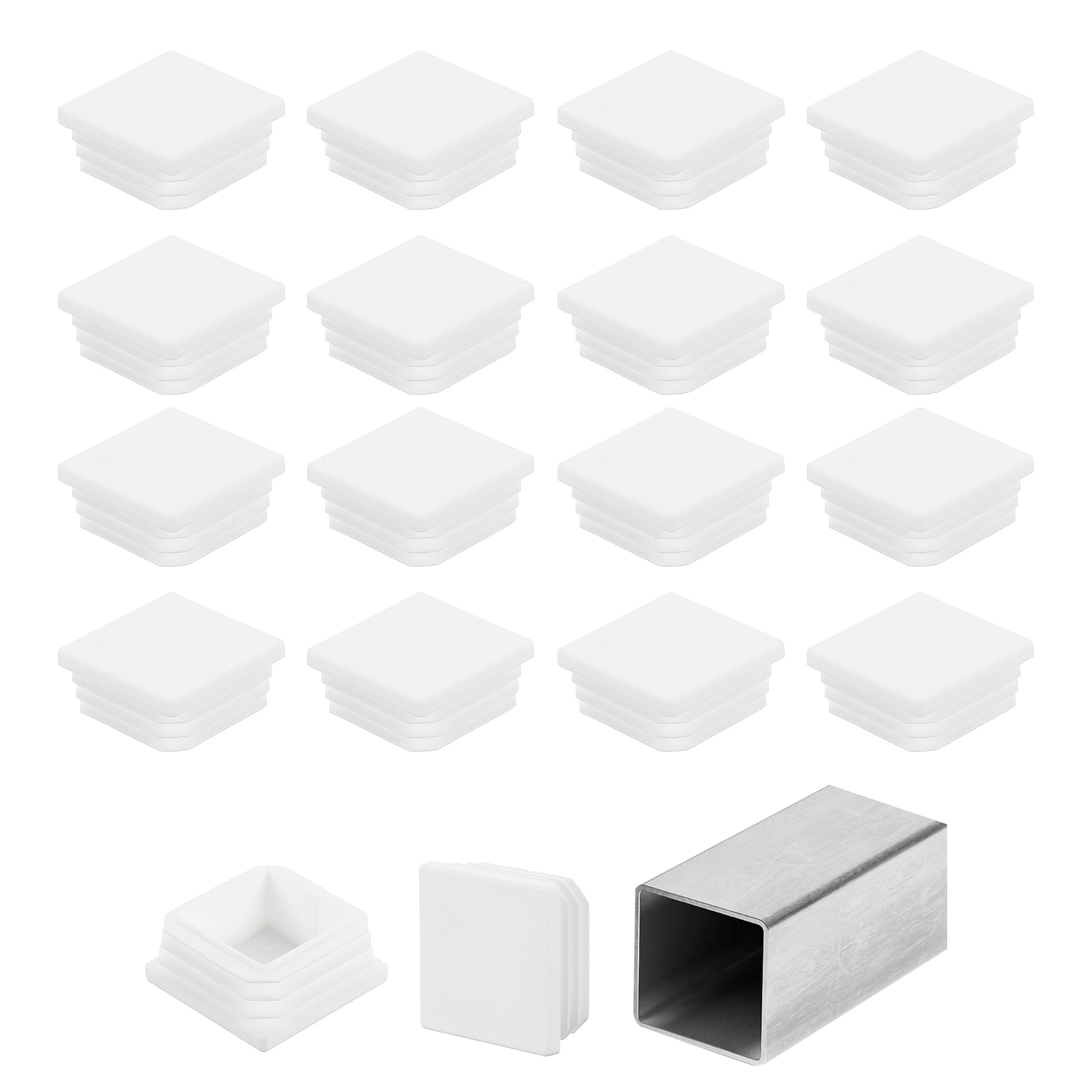 Uxcell 1 1/2" (38mm) Square Tubing End Caps, 32 Pcs Plastic Hole Plugs ...