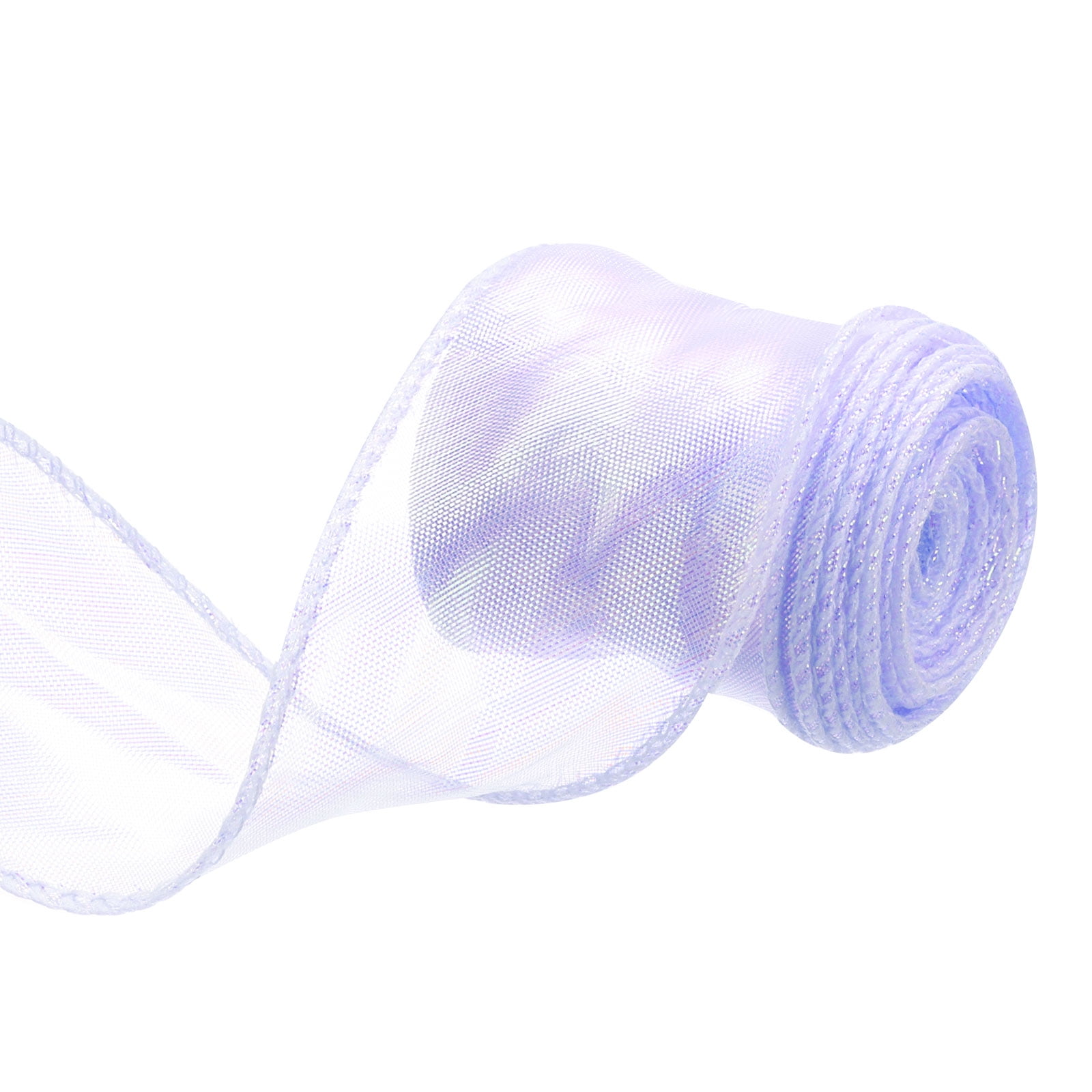 Uxcell 1 1/2" Wide Sparkly Sheer Wired Organza Ribbon Pastel Chiffon ...