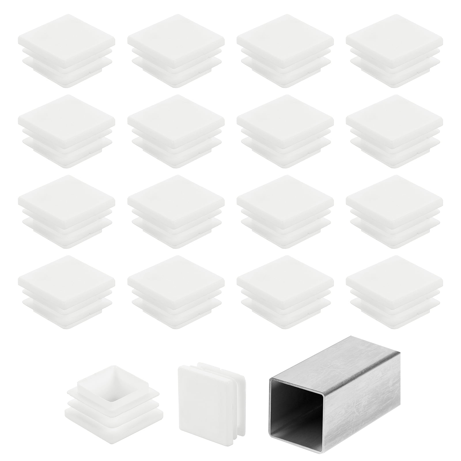 Uxcell 32 mm PP Square Tubing End Caps 32 Pcs Plastic Hole Plugs Insert ...