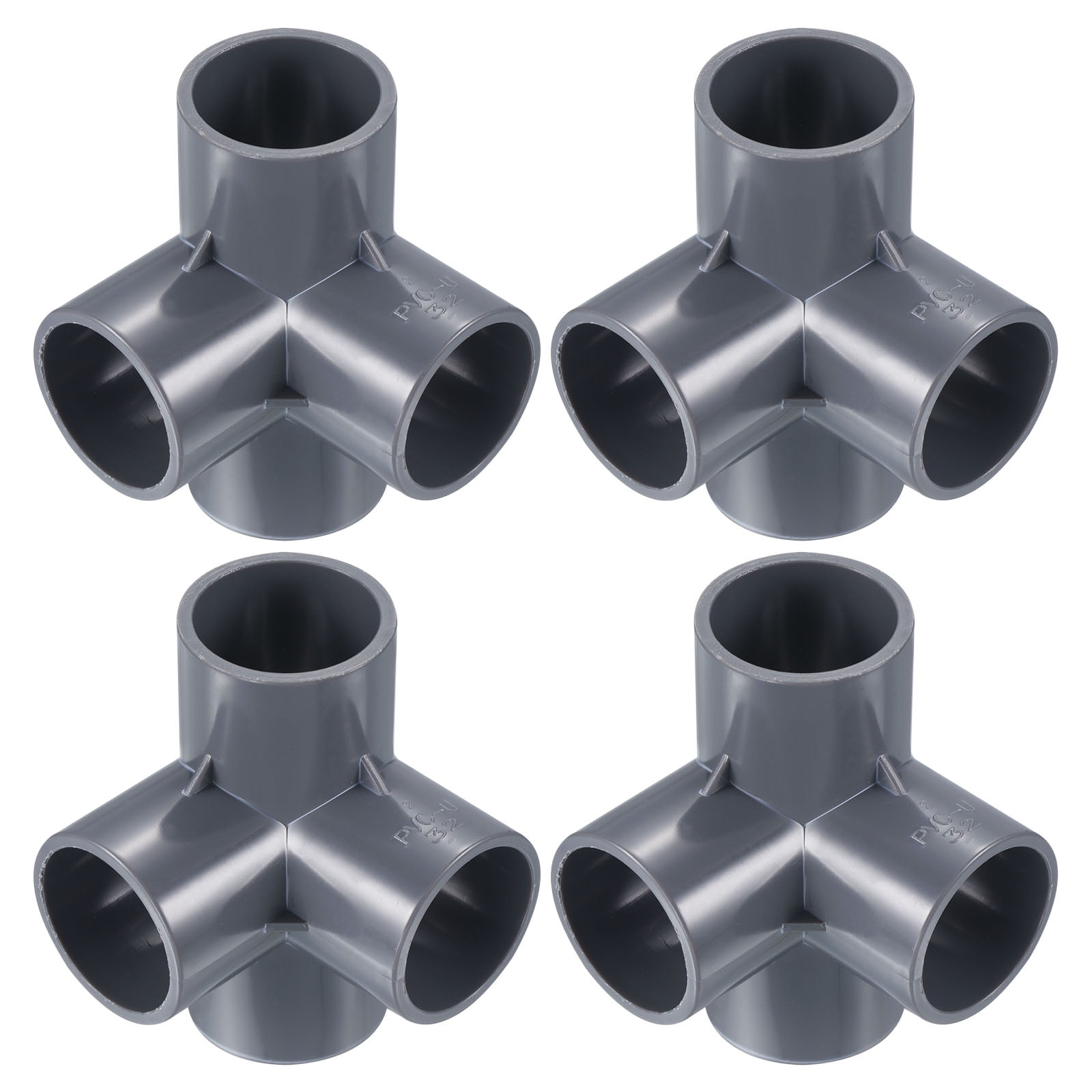 Uxcell 1 1/4" 4 Way Elbow Pipe Fittings UPVC, 4 Pack Joint Coupling Pipe Adapter, Gray - Walmart.com