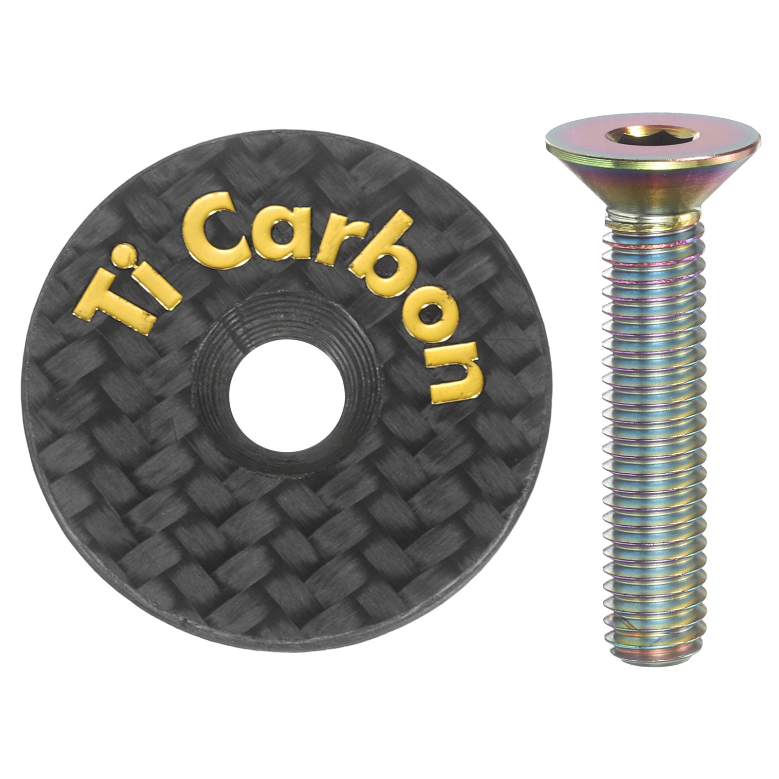 Uxcell 1 1/4" OD Bicycle Headset Stem Top Cap Carbon Fiber Cycling ...