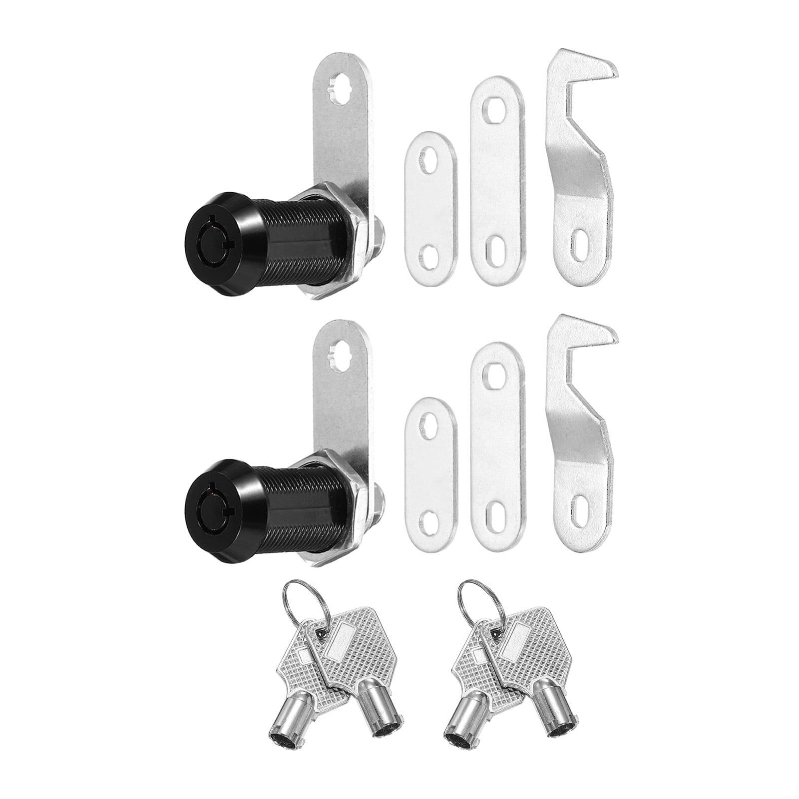Uxcell 1-1/8 Inch Black Cabinet Locks with Silver Keys, 2 Pack Zinc ...