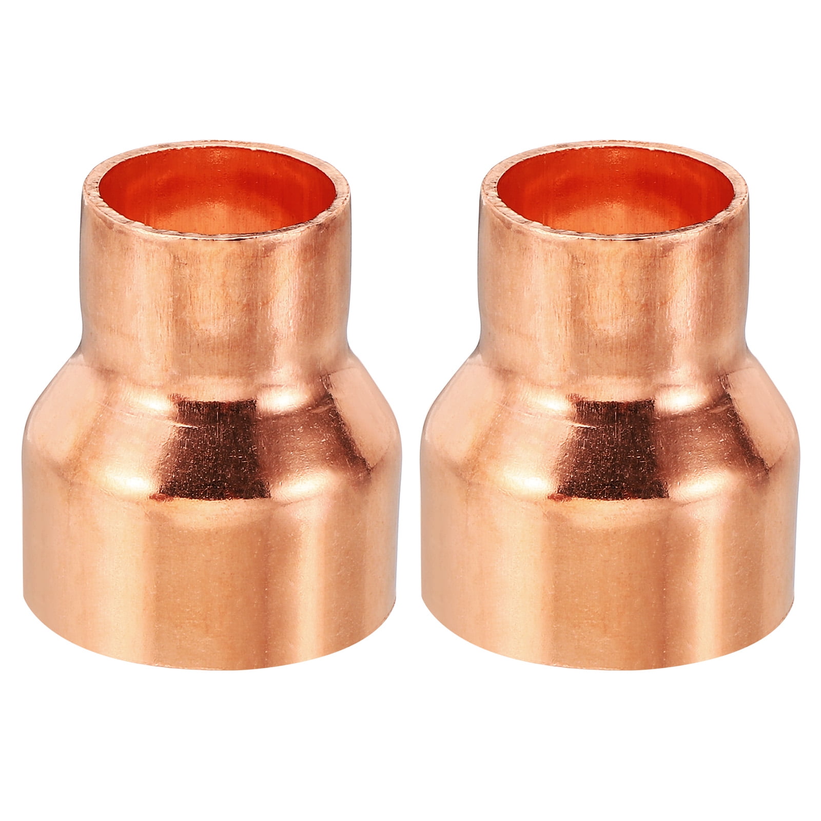 Uxcell 1 1/8" to 7/8" ID Copper Reducer, 2pcs Copper Reducing Coupling Pressure Fitting Pipe ...