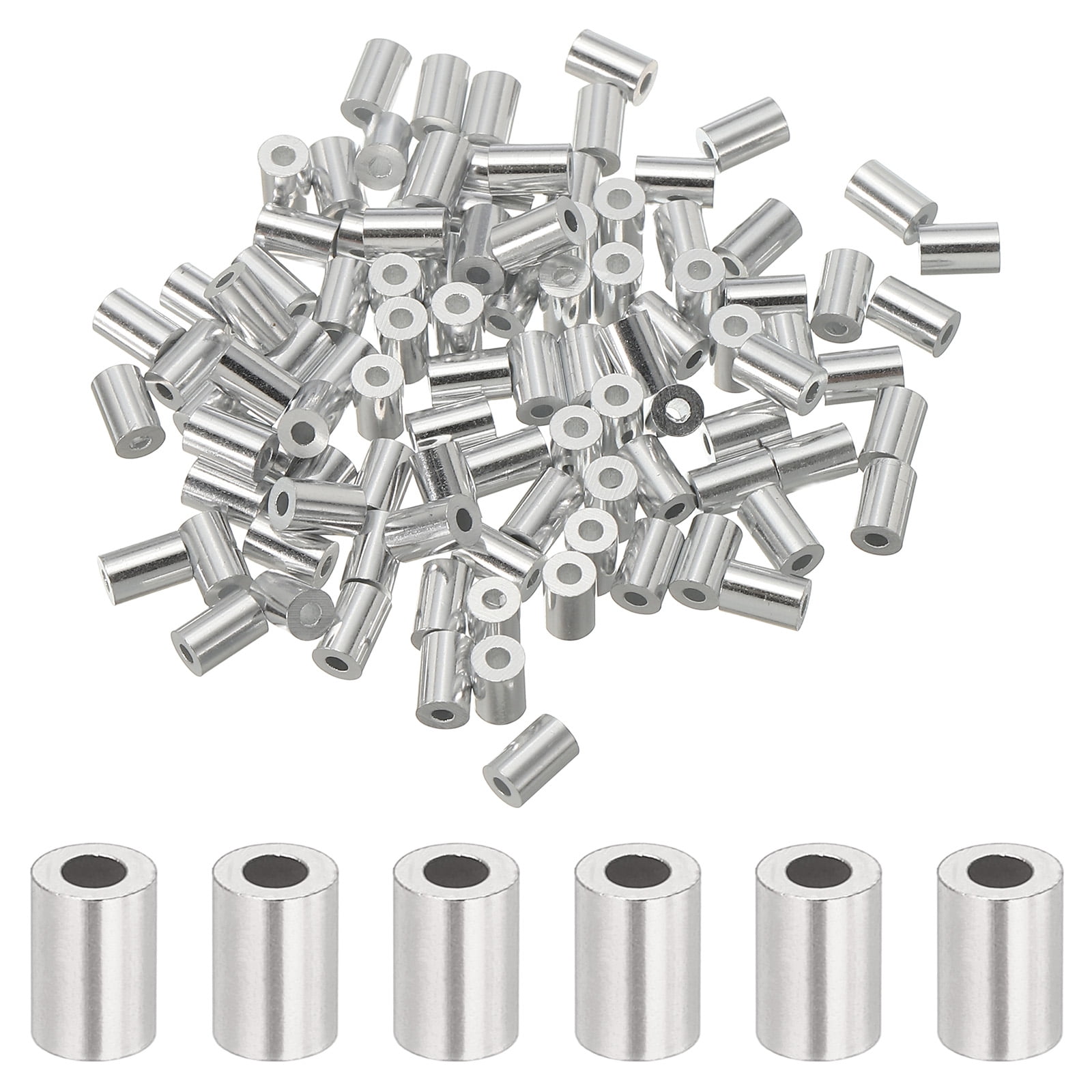 Uxcell Aluminum Crimping Loop Sleeve, Wire Rope Stop Sleeve Round Crimp ...