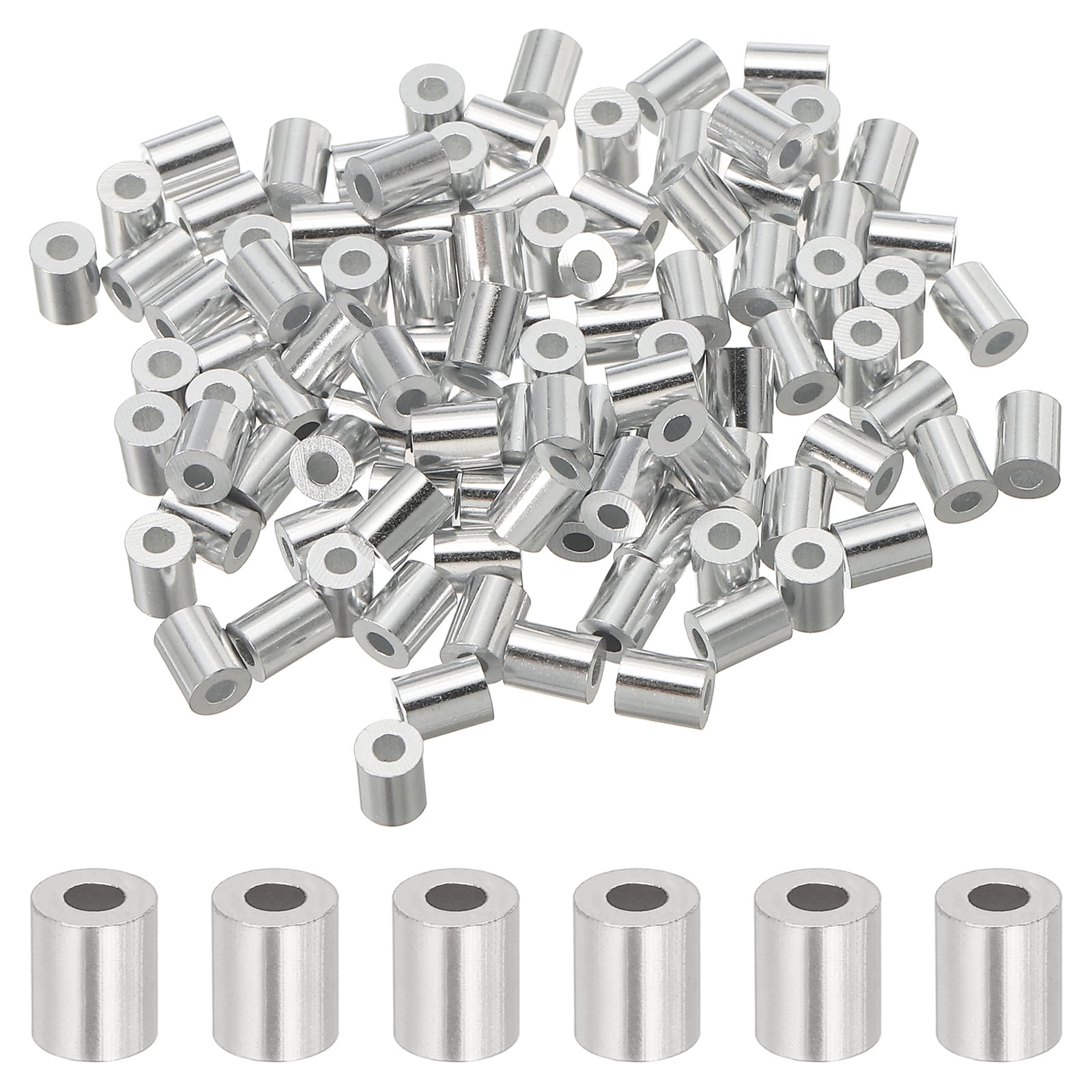 Uxcell 1/16"(1.5mm) Aluminum Crimping Loop Sleeve, Wire Rope Stop ...