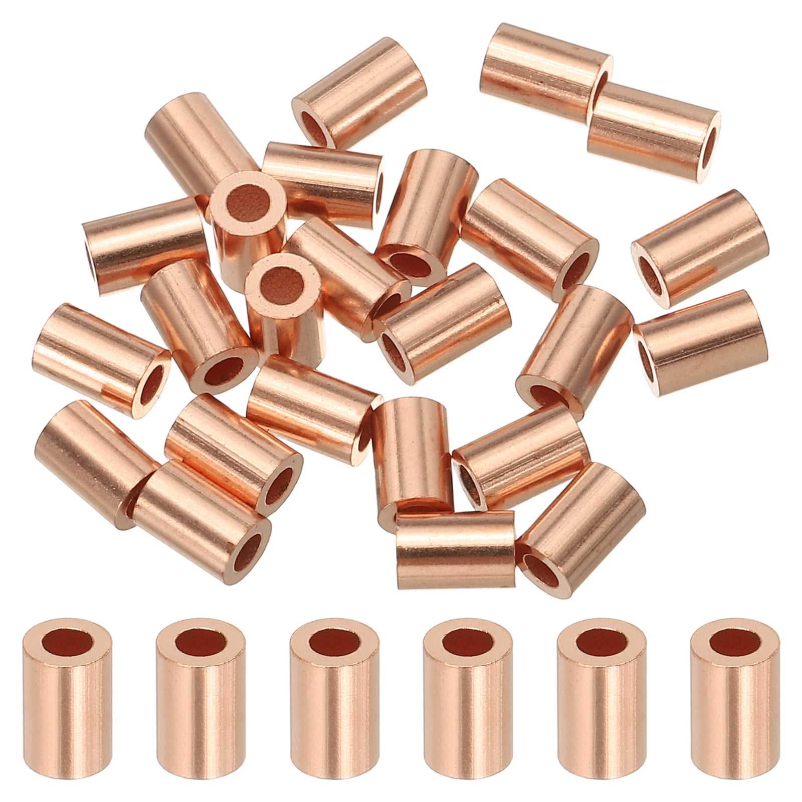 Uxcell 1/16"(1.5mm) Wire Rope Stop Sleeve, Copper Crimping Loops Sleeve ...