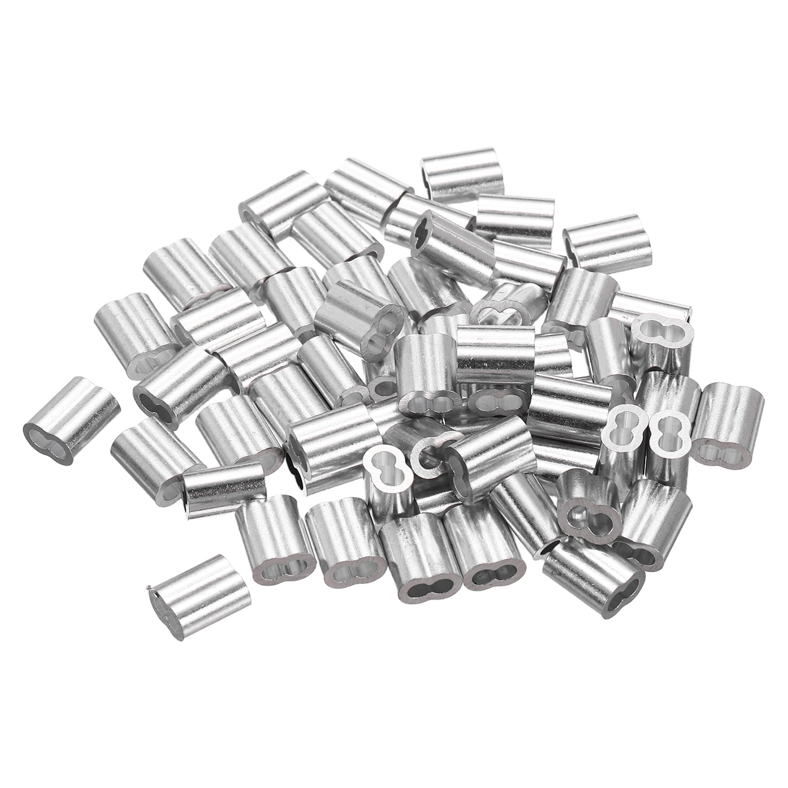 Uxcell 1/16"(2mm) Aluminum Crimping Loop Sleeve, Double Hole Cable ...