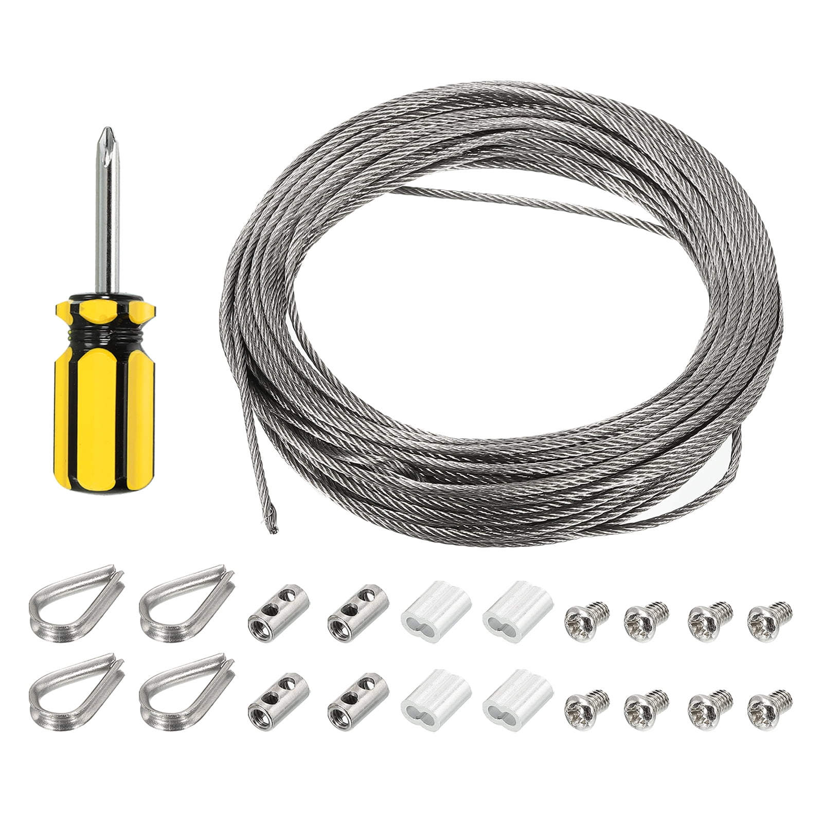 Uxcell 1/16" Wire Rope Kit, PVC Coated Stainless Steel Cable, 33ft ...
