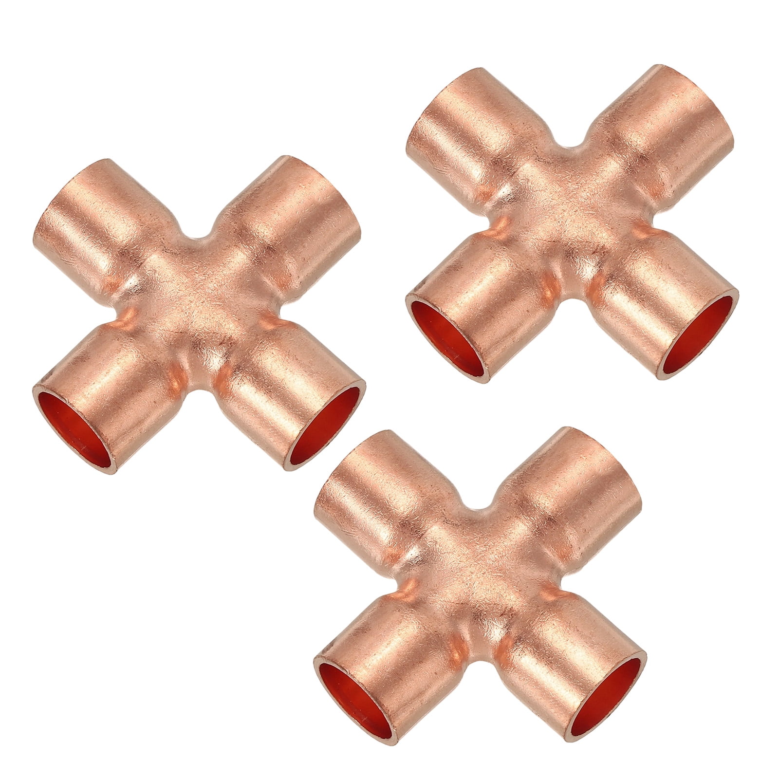Uxcell Copper Cross Pipe Fitting 4 Way Welding Copper End Feed Equal ...