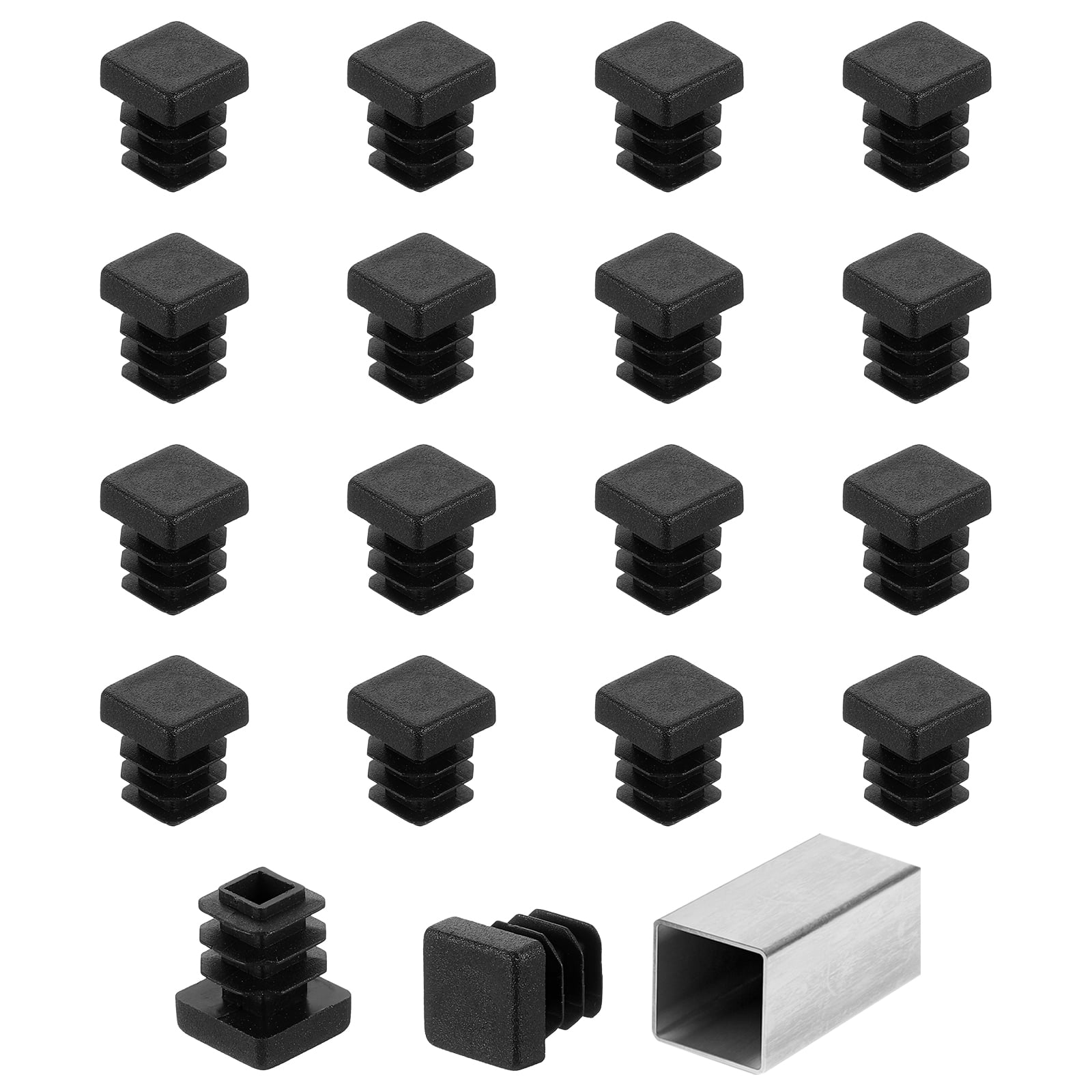 Uxcell 1/2" (13mm) Square Tubing End Caps, 50 Pcs Plastic Hole Plugs ...