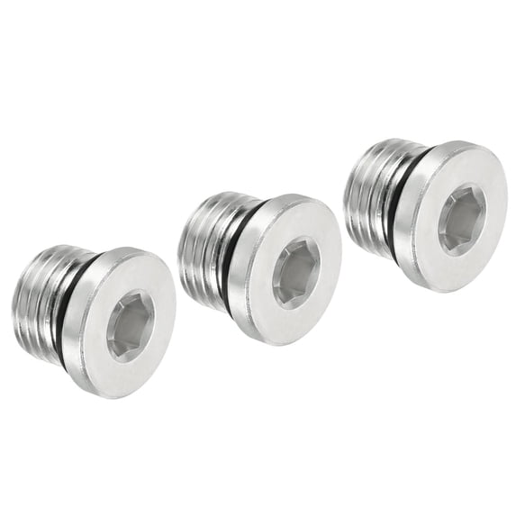 Uxcell 1/2-20UNF Internal Hex Head Pipe Fitting Plug, 3 Pack Male ...