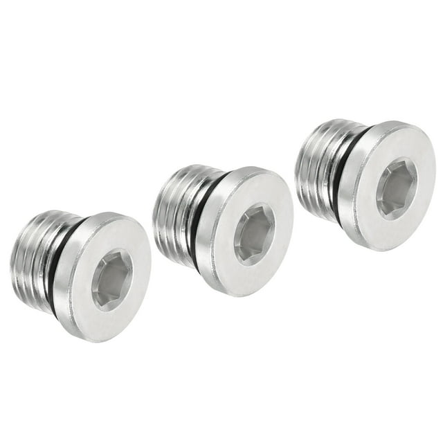 Uxcell 1/2-20UNF Internal Hex Head Pipe Fitting Plug, 3 Pack Male Thread 45# Steel Socket Plug ...