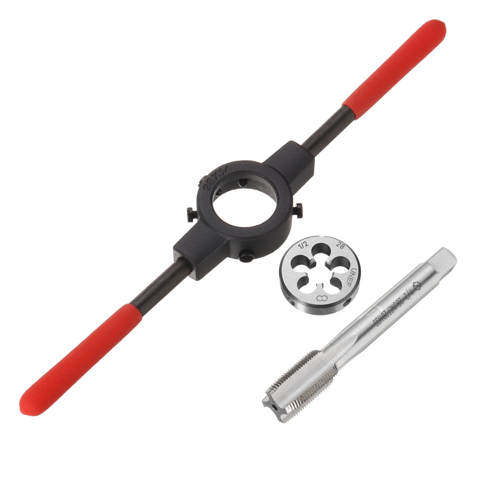 Uxcell 1/2-28 UNEF Tap and Die Set 1.5" Die Stock Wrench with Plastic ...