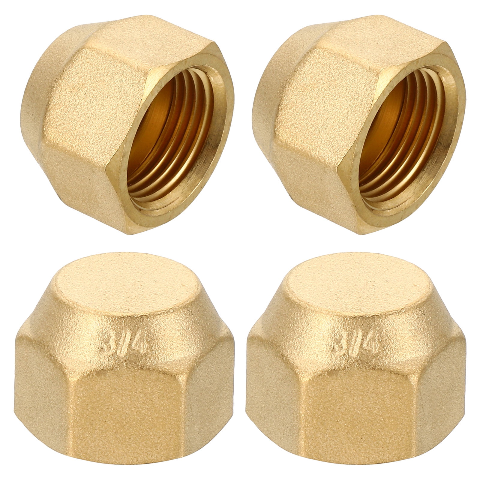Uxcell 1/2" Brass Flare Cap, 3/4-16UNF Female Thread 4Pcs SAE Flare ...