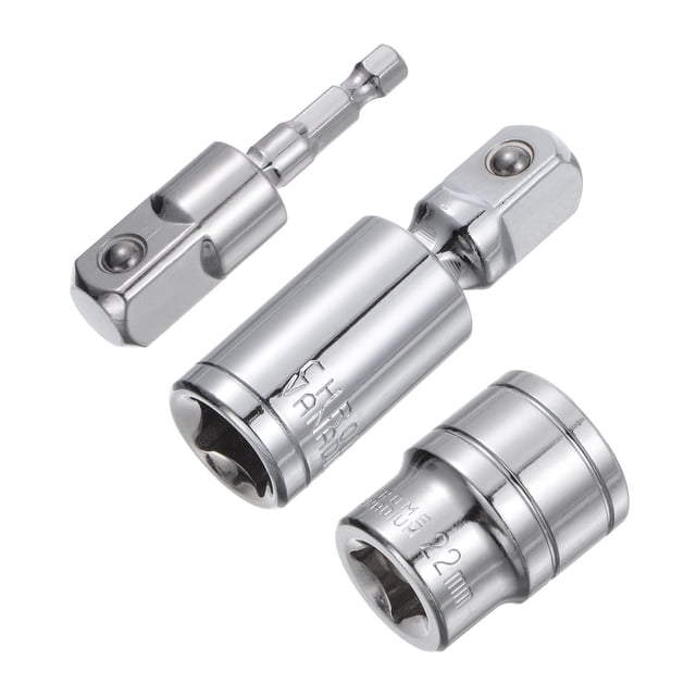 Uxcell 1/2" Drive 22mm Shallow Socket Swivel Joints Hex Shank Impact ...