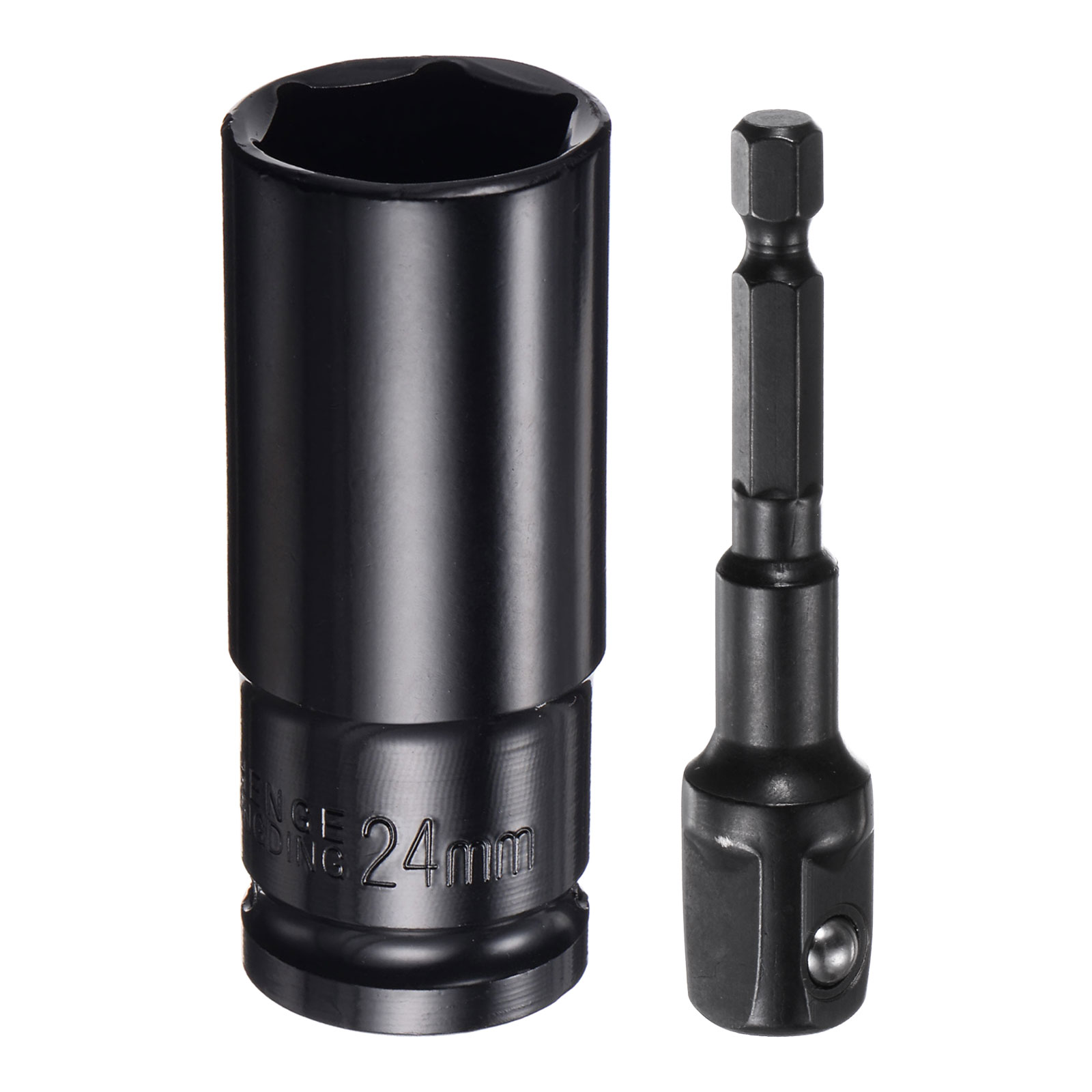 Uxcell 1/2" Drive 24mm 6-Point Socket 3" Length, 1/2" to 1/4" Hex Shank ...