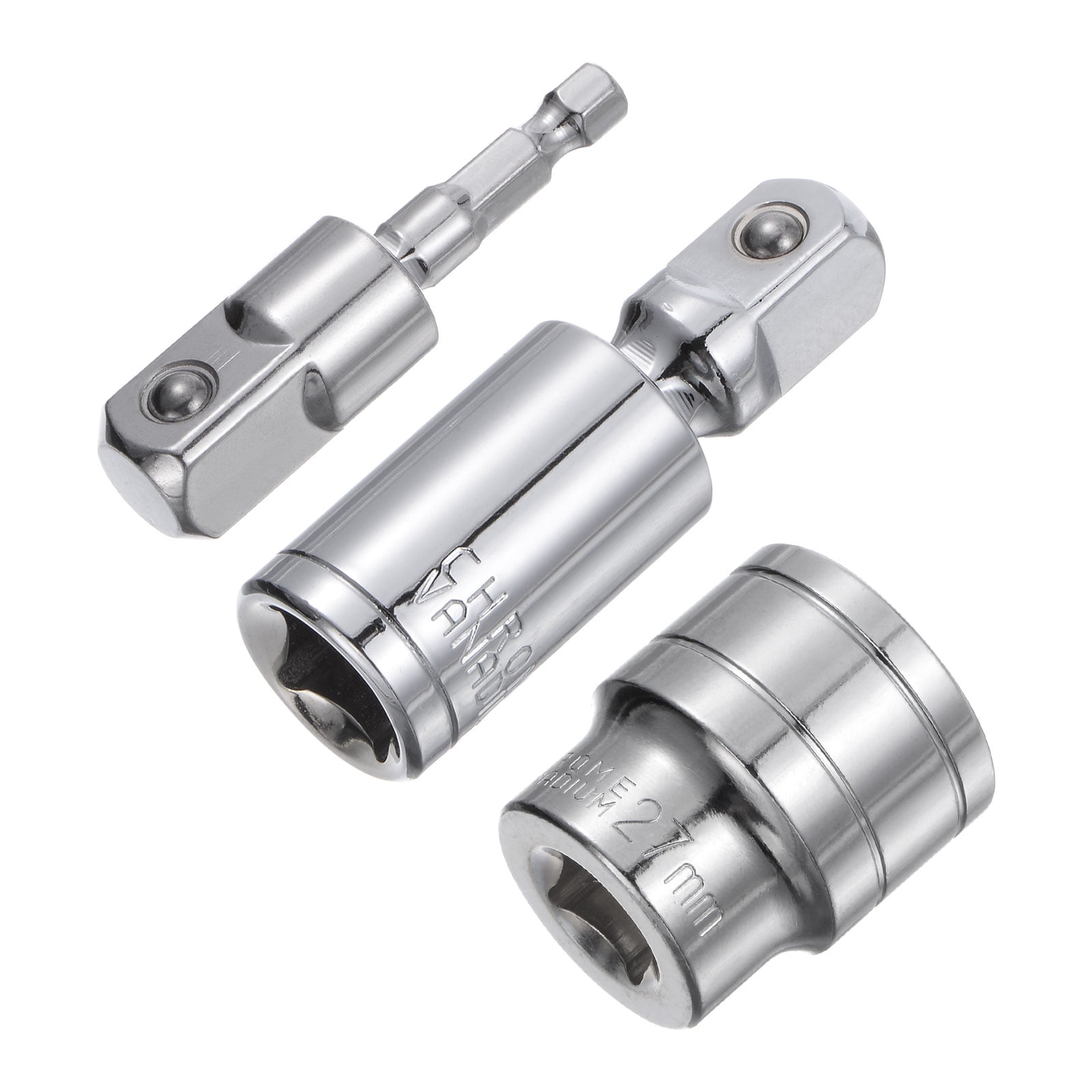 Uxcell 1/2" Drive 27mm Shallow Socket Swivel Joints Hex Shank Impact ...