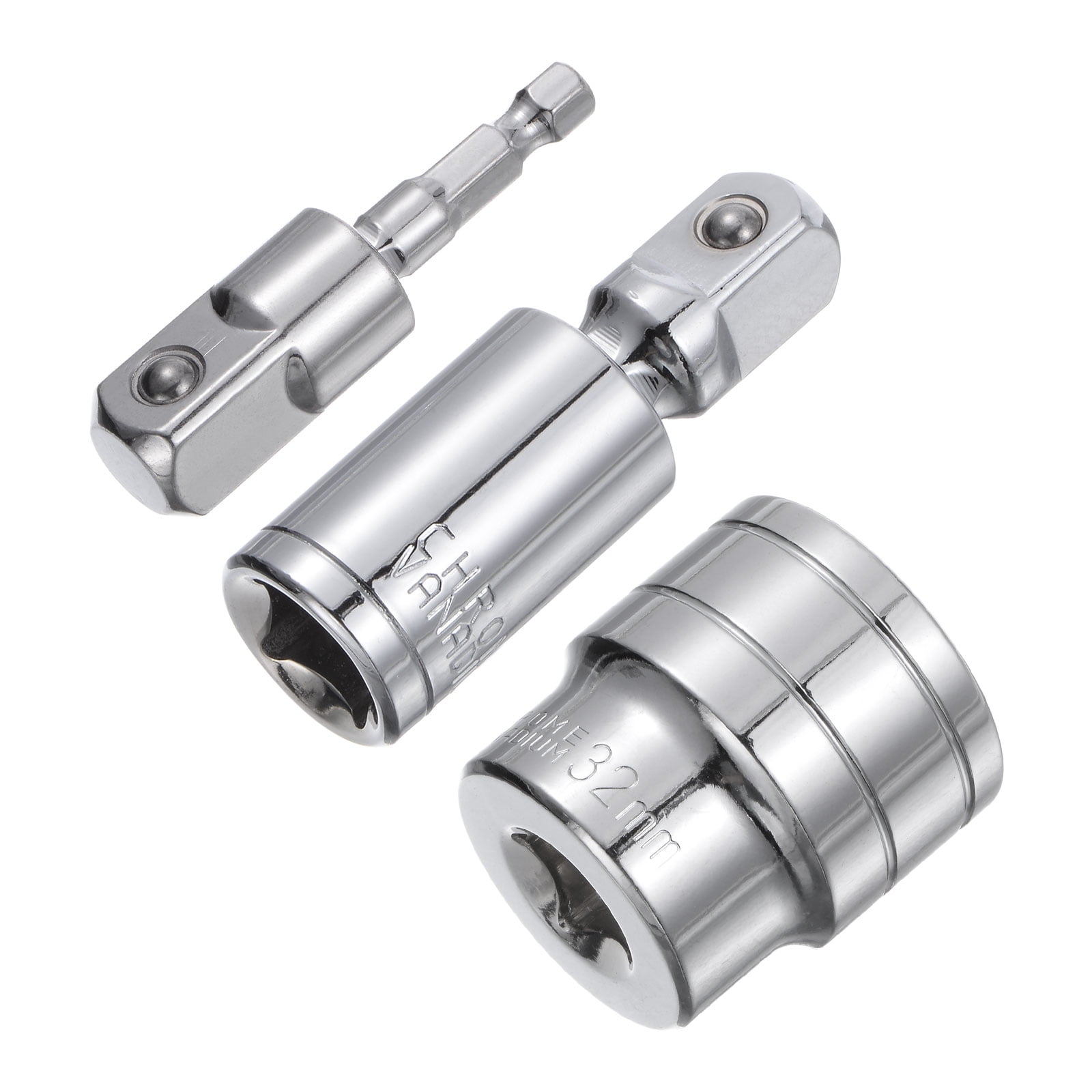 Uxcell 1/2" Drive 32mm Shallow Socket Swivel Joints Hex Shank Impact ...