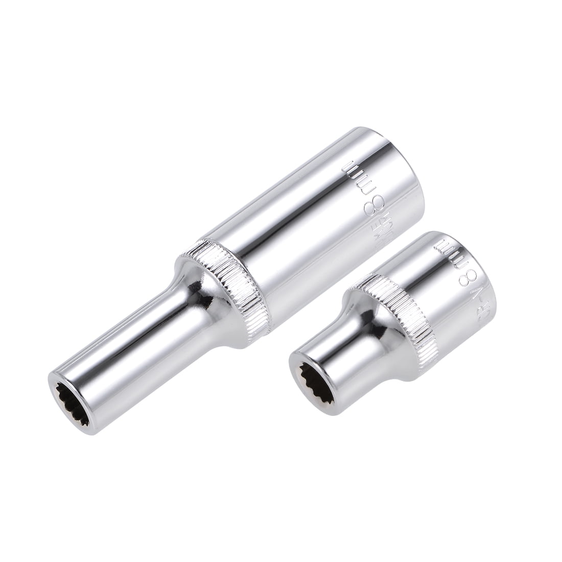 Uxcell 1/2" Drive 8mm Deep and Shallow 12-Point Socket Set, Metric, CR-V - Walmart.com