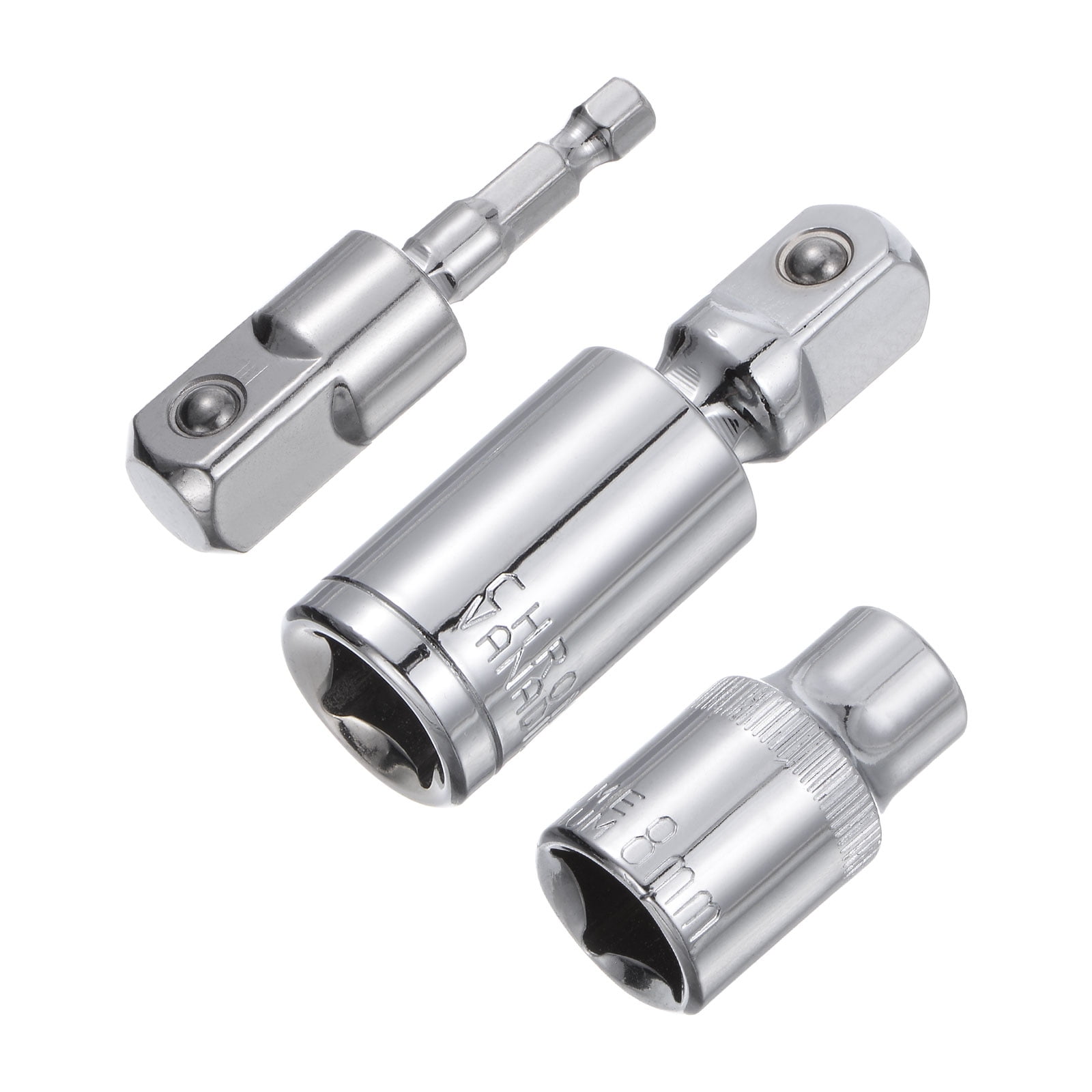 Uxcell 1/2" Drive 8mm Shallow Socket Swivel Joints Hex Shank Impact Driver Adaptor Set - Walmart.com