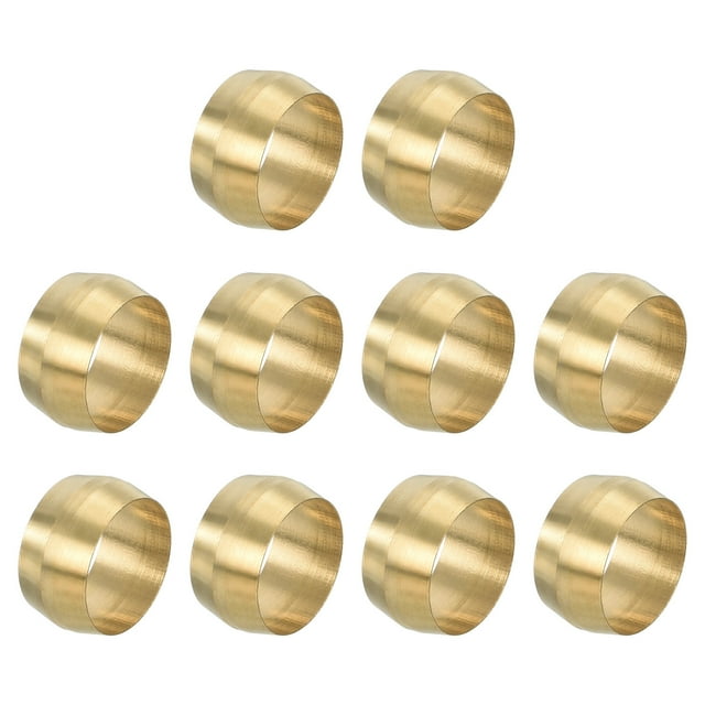 Uxcell 1/2" ID Compression Sleeve Ferrules, 10Pcs Brass Sleeve Ferrules ...